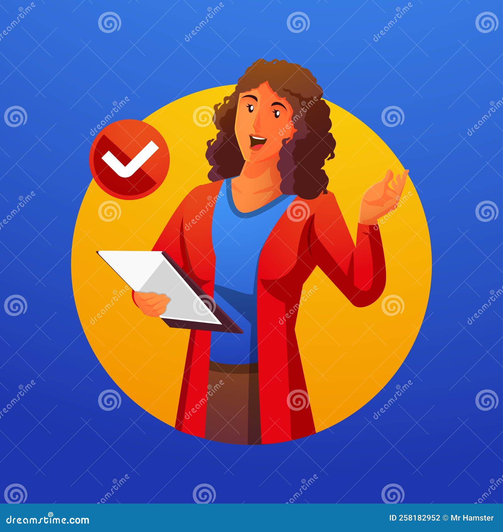 A Woman Brings a Note and Provides a Solution Stock Vector ...