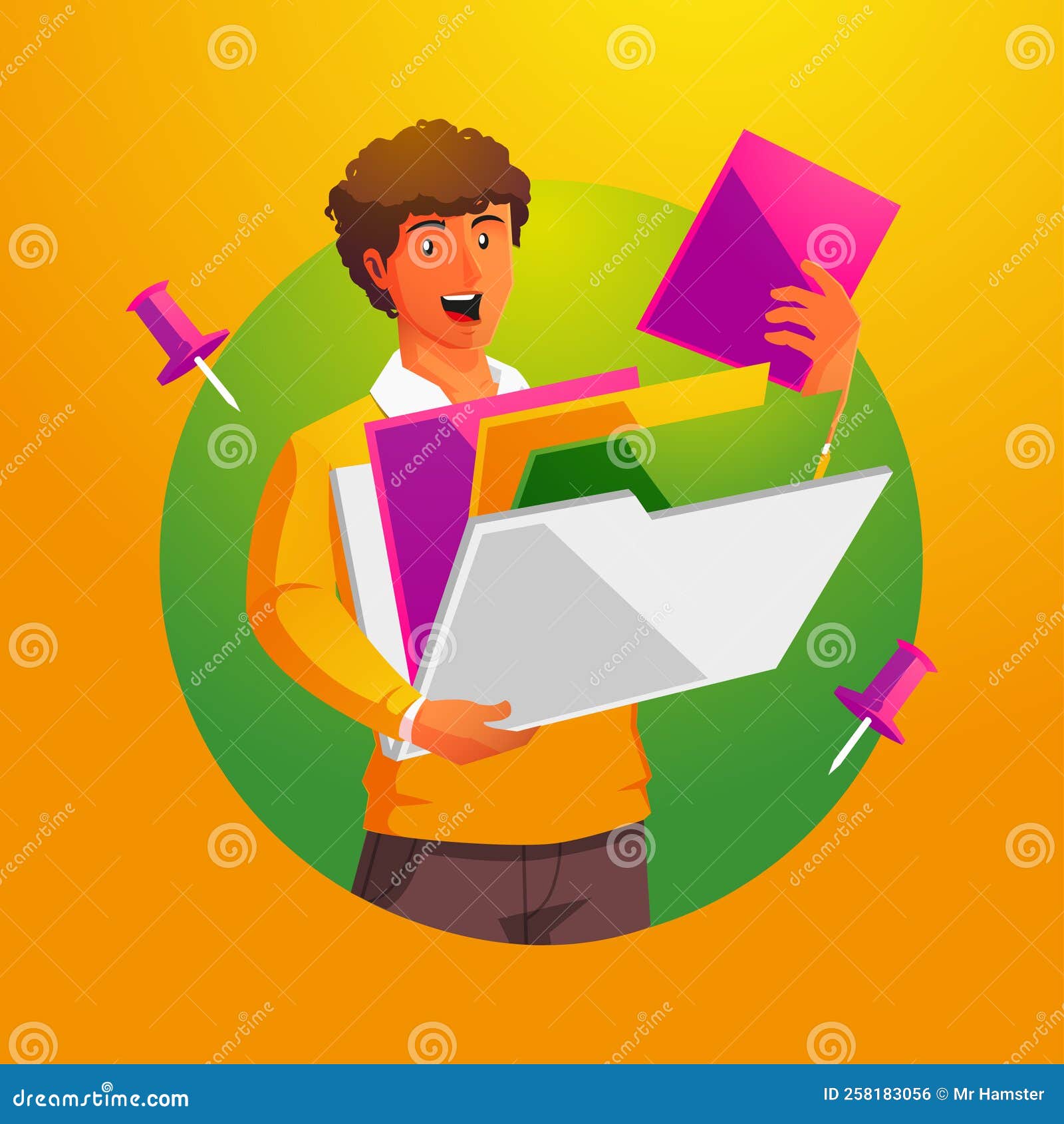 A Man Carrying a Folder and Checking Documents Stock Vector ...