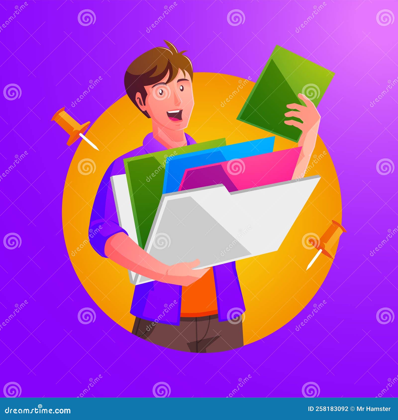 A Man Carrying a Folder and Checking Documents Stock Vector ...