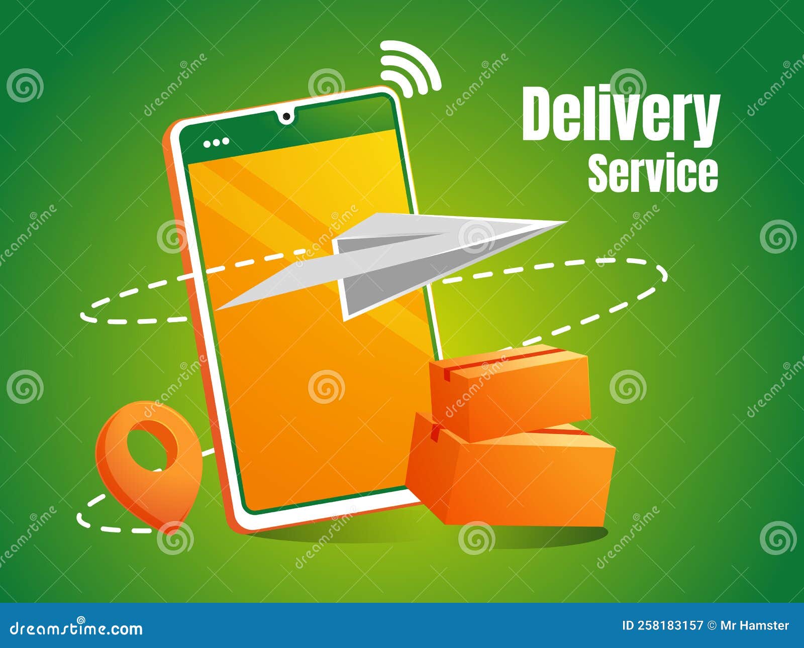 Delivery Service Application with Smartphone and Boxes Stock Vector ...