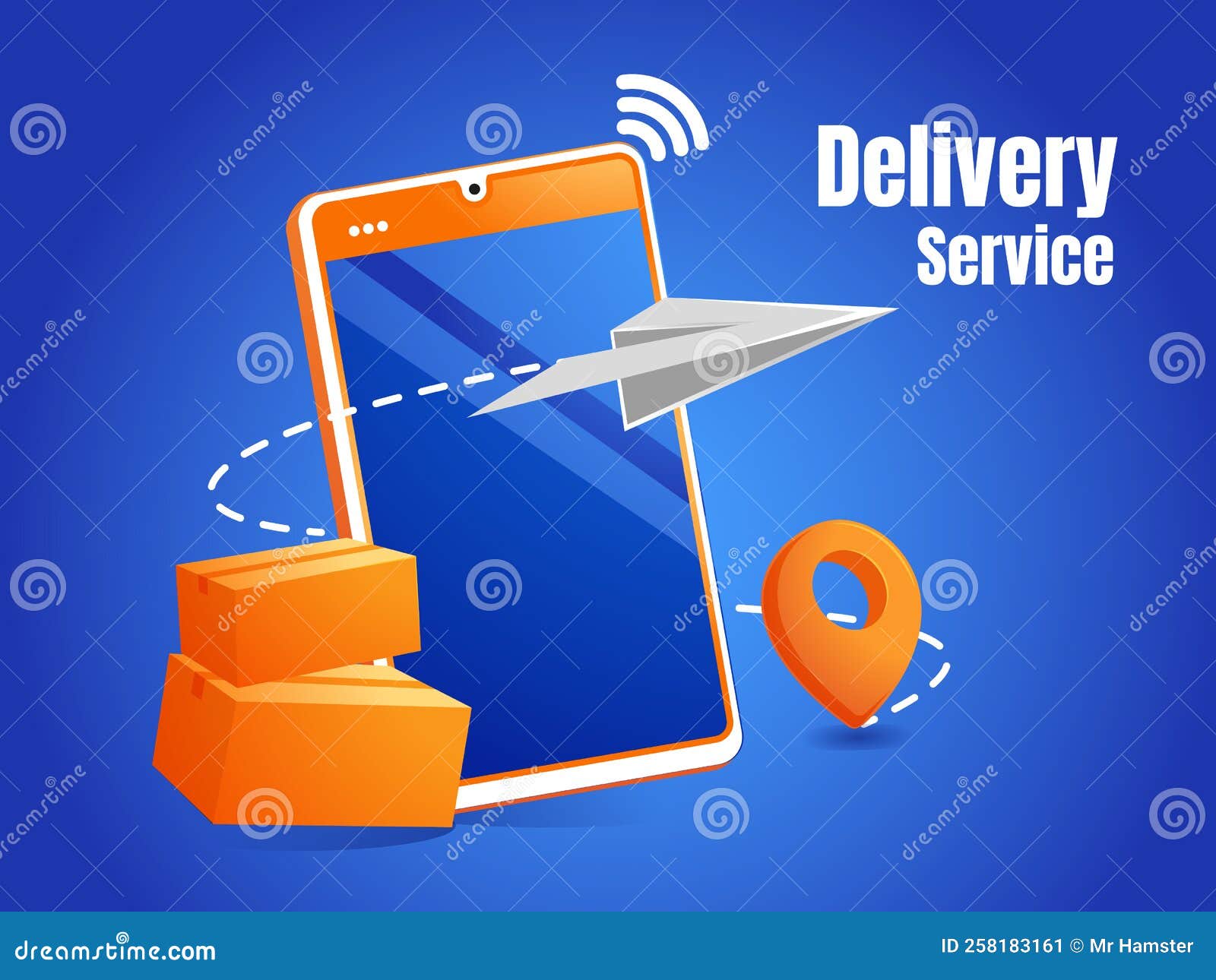 Delivery Service Application with Smartphone and Boxes Stock Vector ...