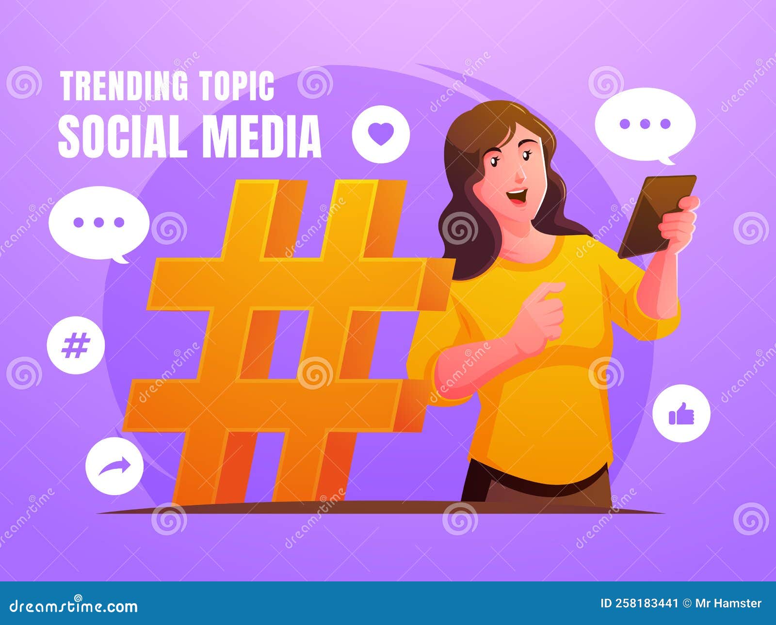 Trending Topic with Giant Hashtag Symbol Stock Vector - Illustration of ...