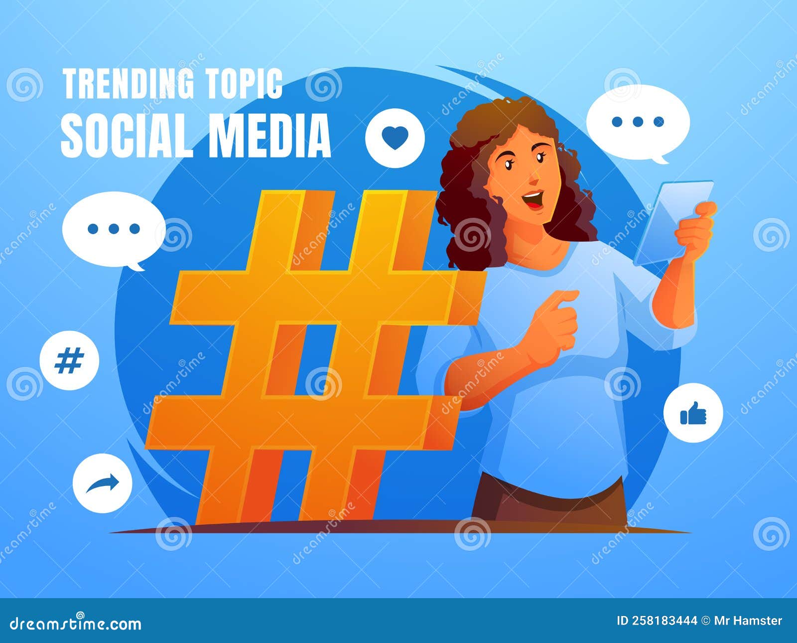 Trending Topic with Giant Hashtag Symbol Stock Vector - Illustration of ...