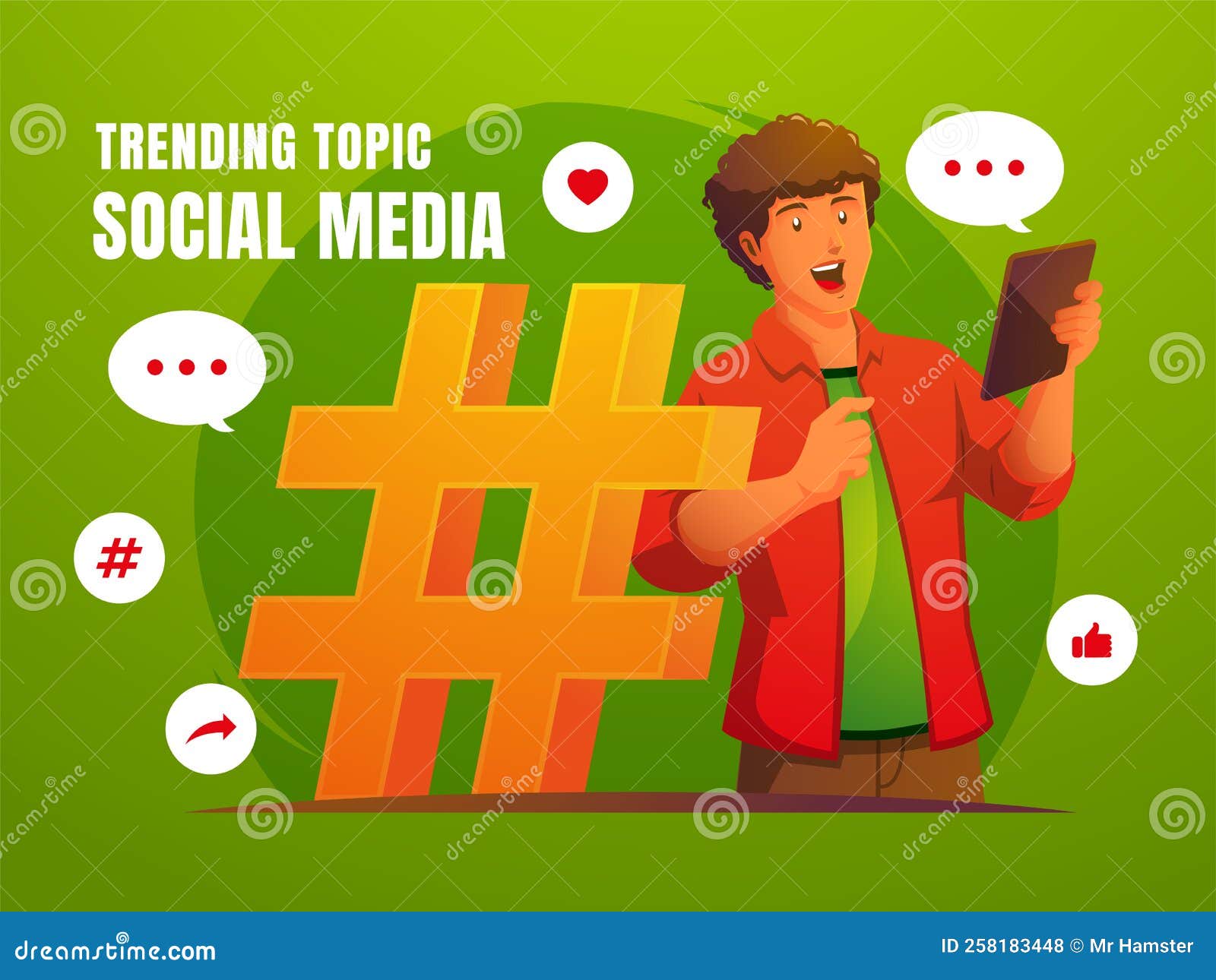 Trending Topic with Giant Hashtag Symbol Stock Vector - Illustration of ...