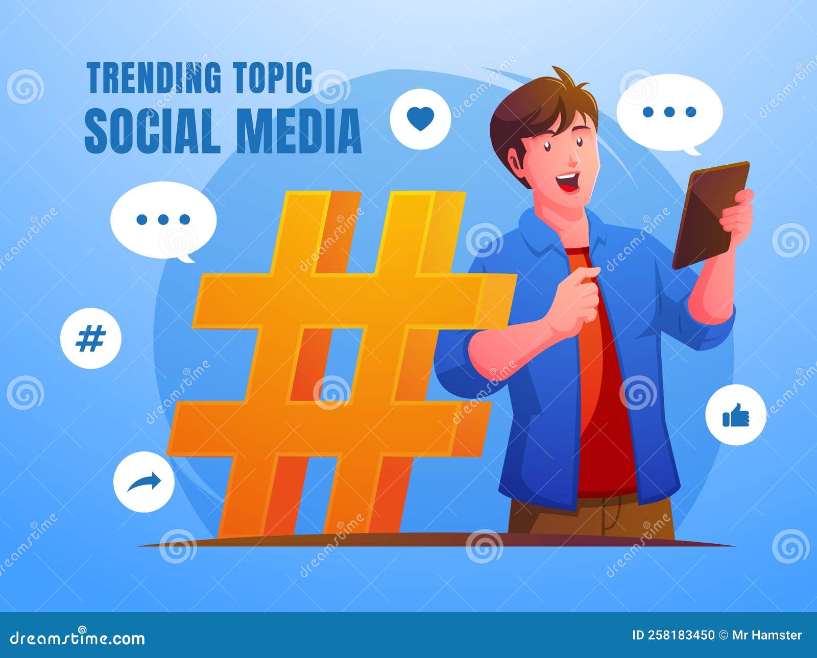 Trending Topic with Giant Hashtag Symbol Stock Vector - Illustration of ...