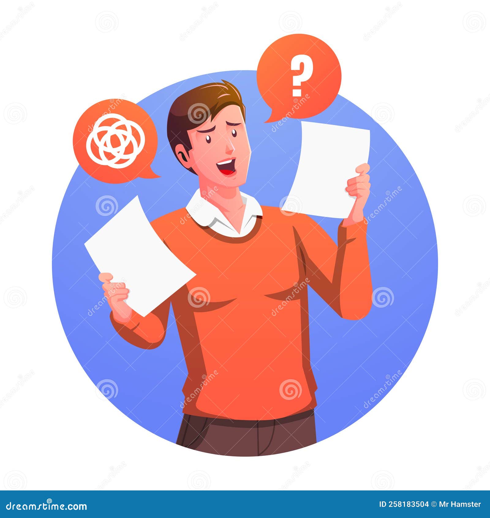 Confused and Stressed Office Worker Looking at Work Documents Stock ...