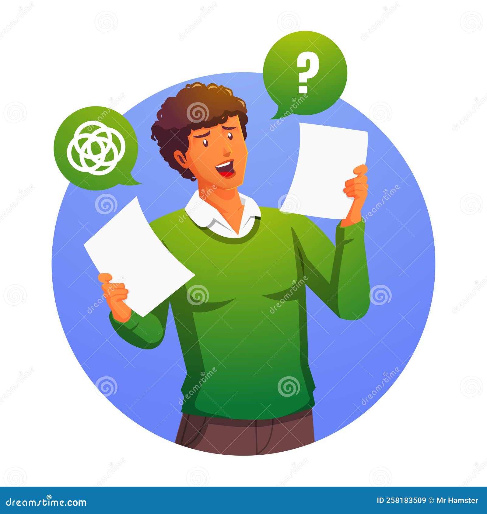 Confused and Stressed Office Worker Looking at Work Documents Stock ...