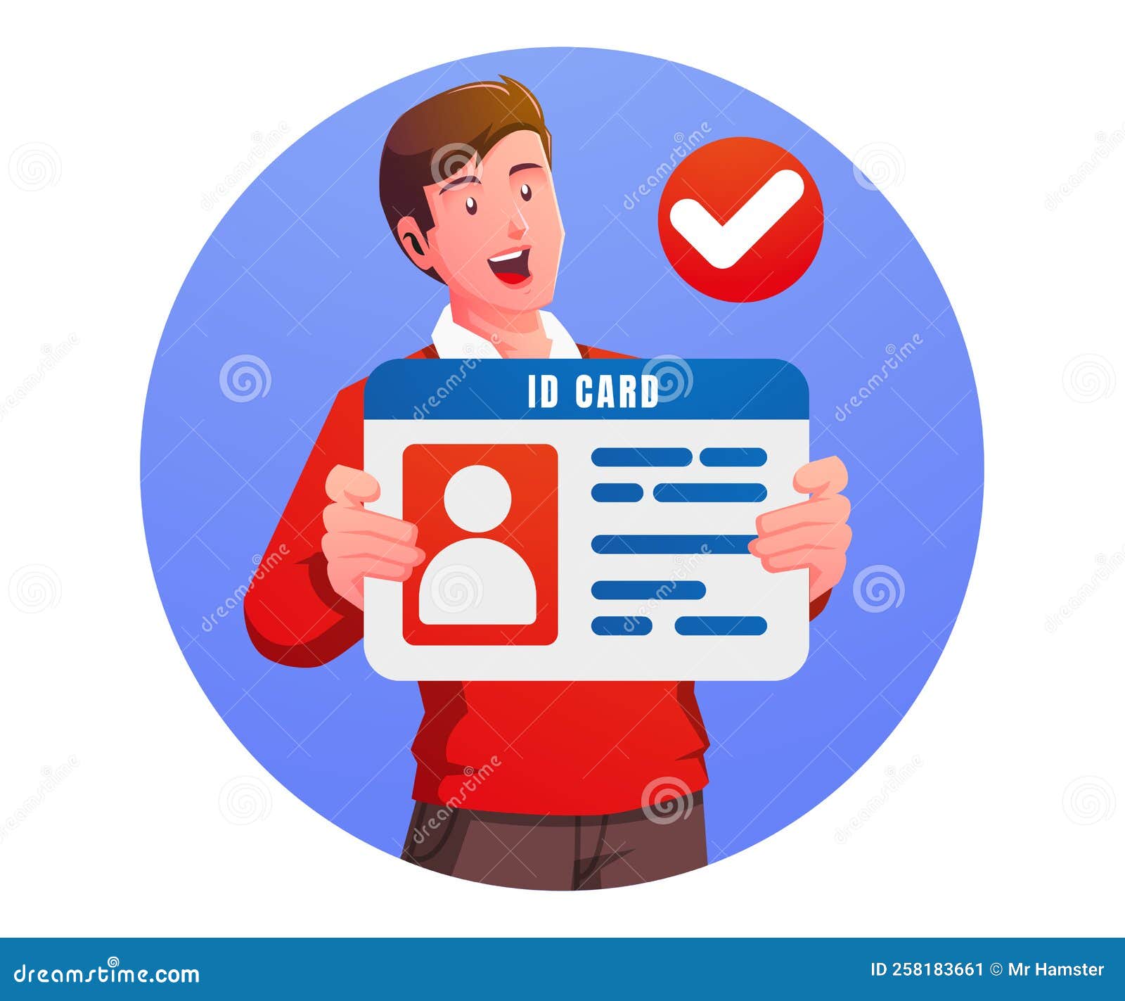 A man showing id card stock vector. Illustration of icon - 258183661