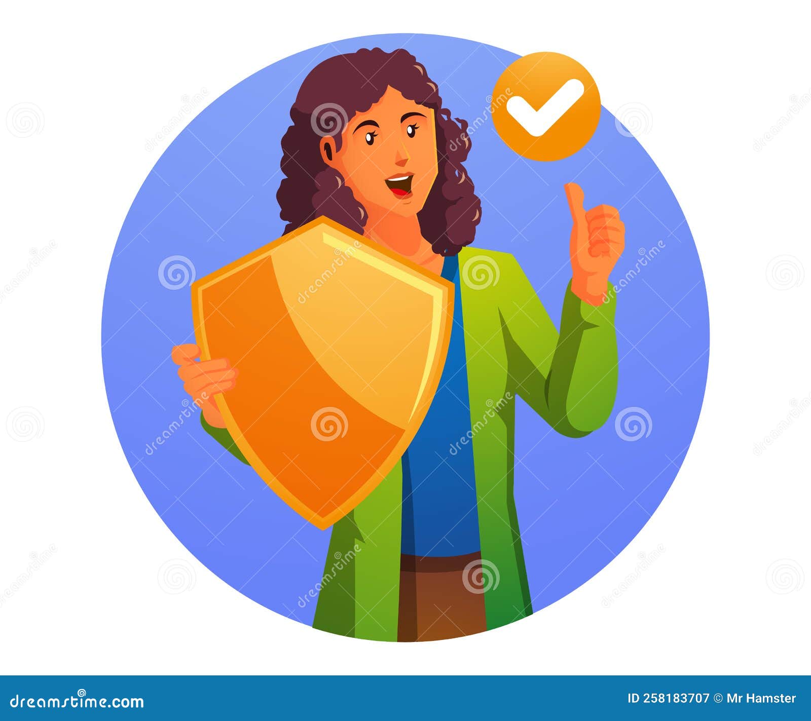 A Woman Holding a Shield, Concept Protection Stock Vector ...