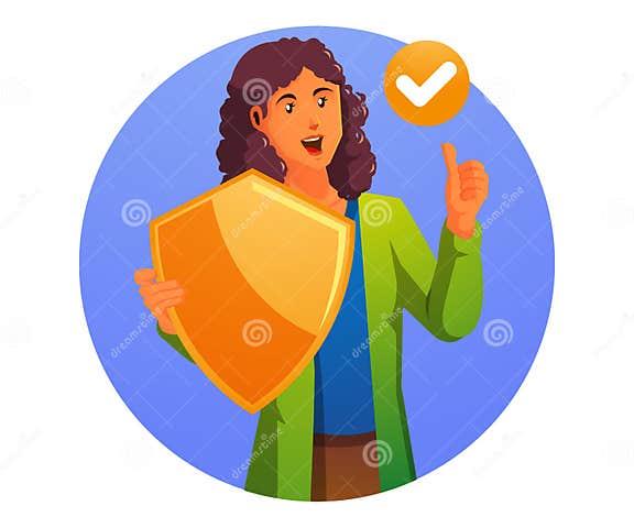 A Woman Holding a Shield, Concept Protection Stock Vector ...