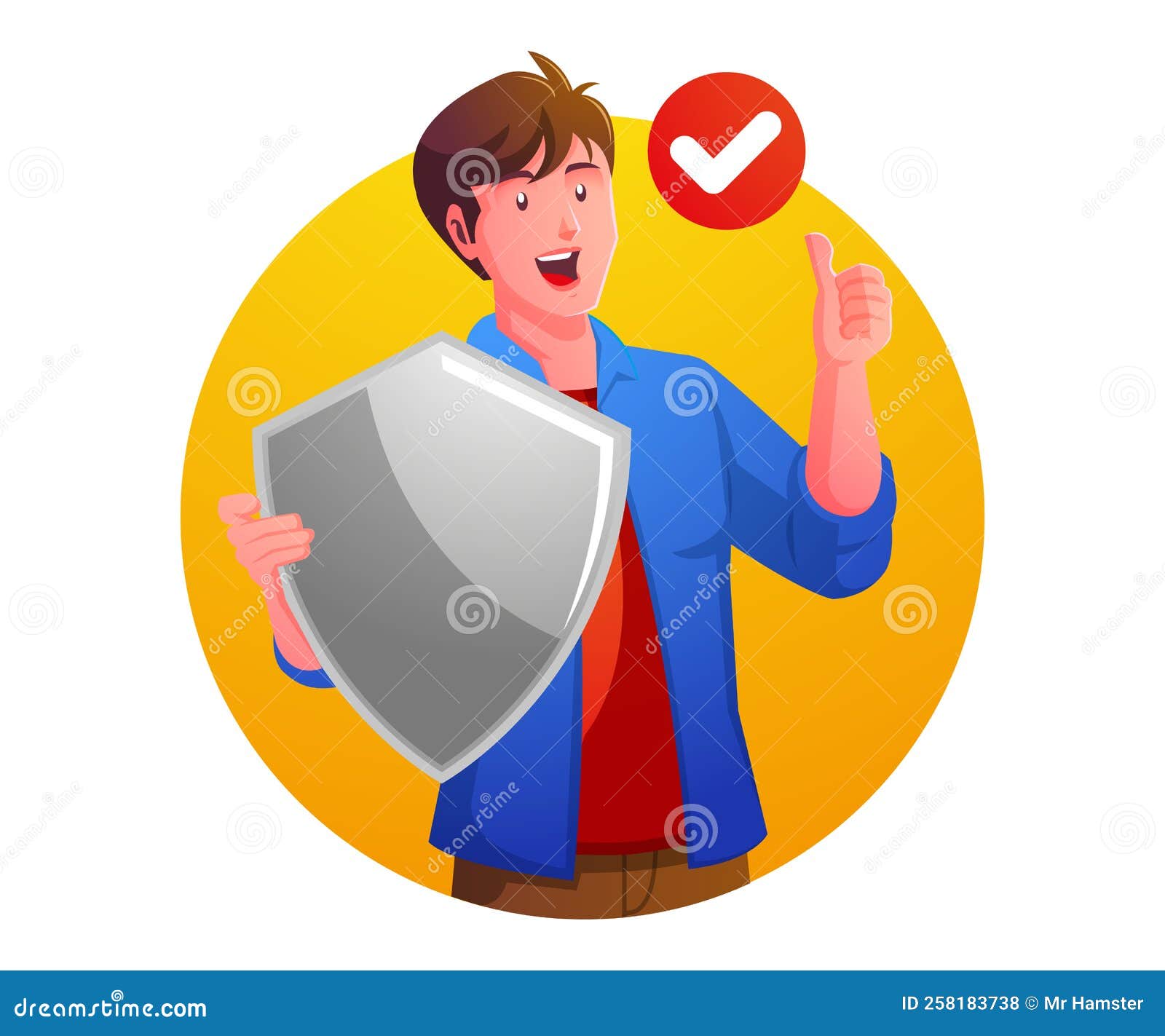 A Man Holding a Shield, Concept Protection Stock Vector - Illustration ...