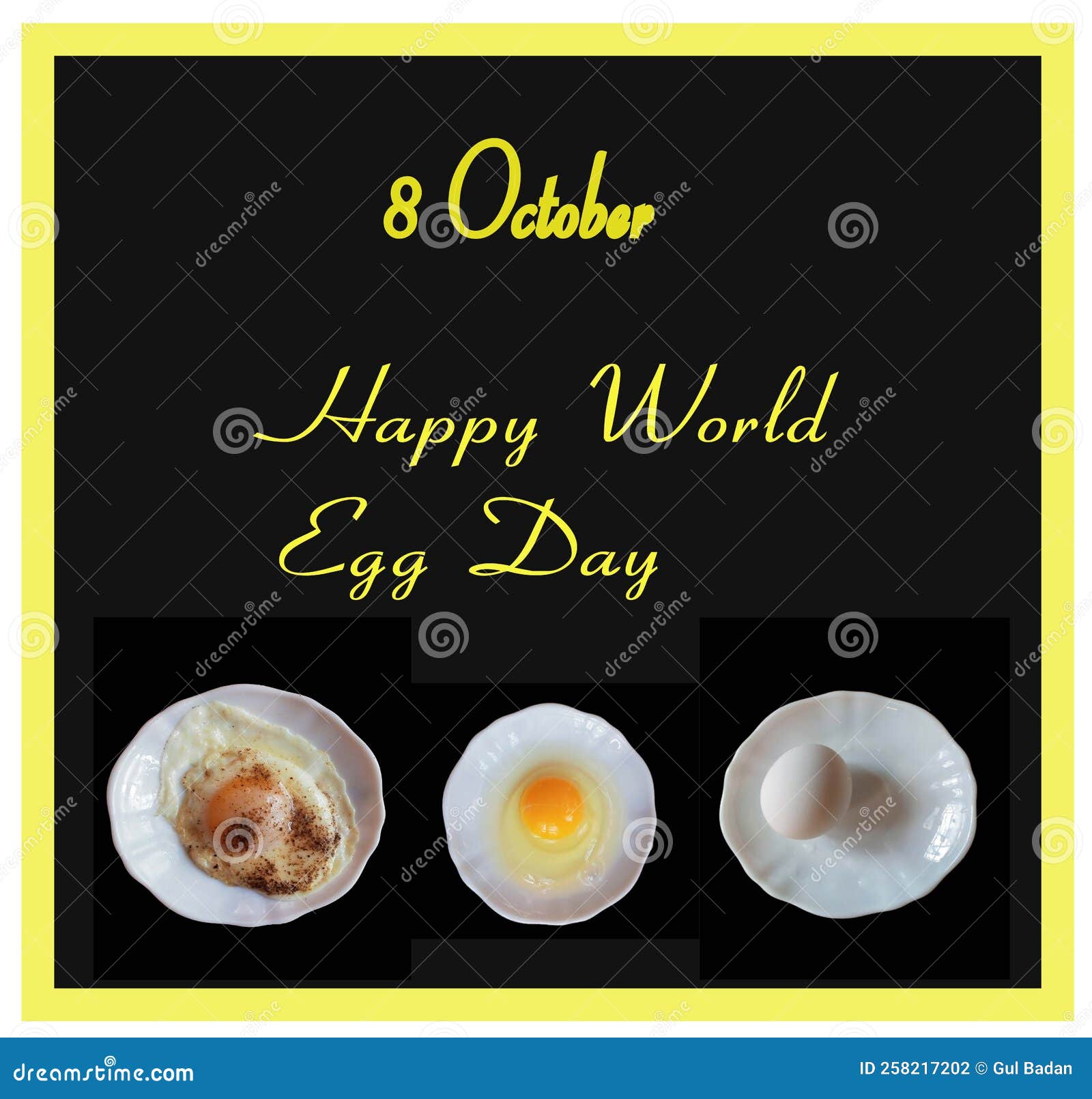Happy World Egg Day 8 October Card WishesPrint Stock Photo - Image of ...