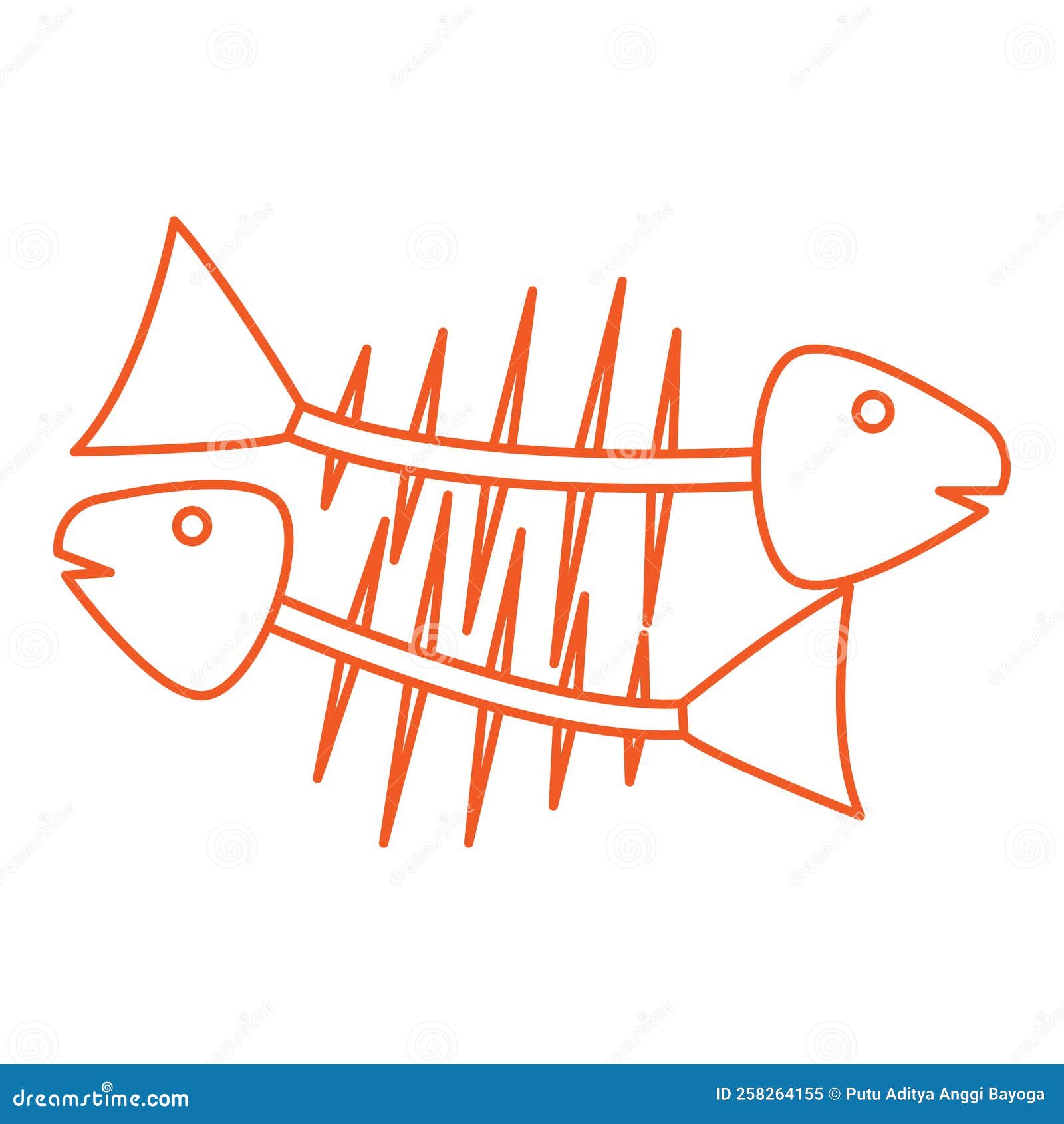 Cartoon fish bone stock illustration. Illustration of logo - 258264155