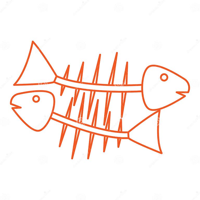 Cartoon fish bone stock illustration. Illustration of logo - 258264155