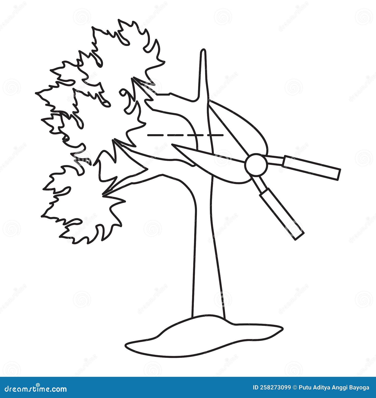 Cartoon cutting leaf stock vector. Illustration of scissors - 258273099