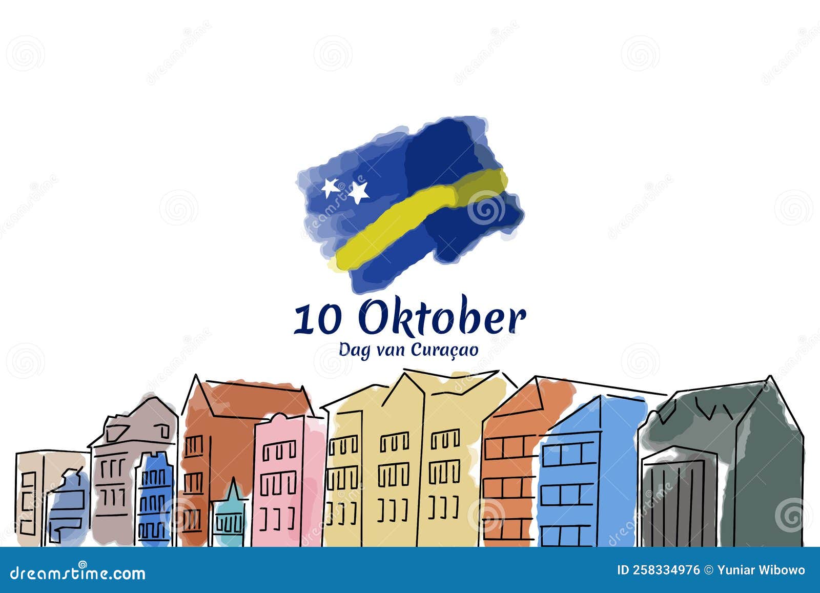 Translation: October 10, CuraÃ§ao Day. Vector Illustration Stock Vector ...