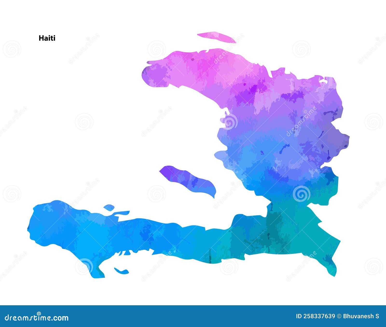 Colourful Watercolour Map Design of Country Haiti Isolated on White ...