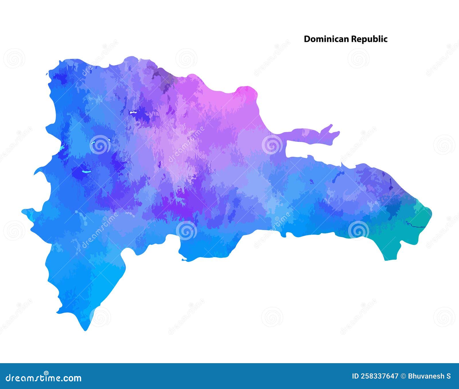 Colourful Watercolour Map Design of Country Dominican Republic Isolated ...