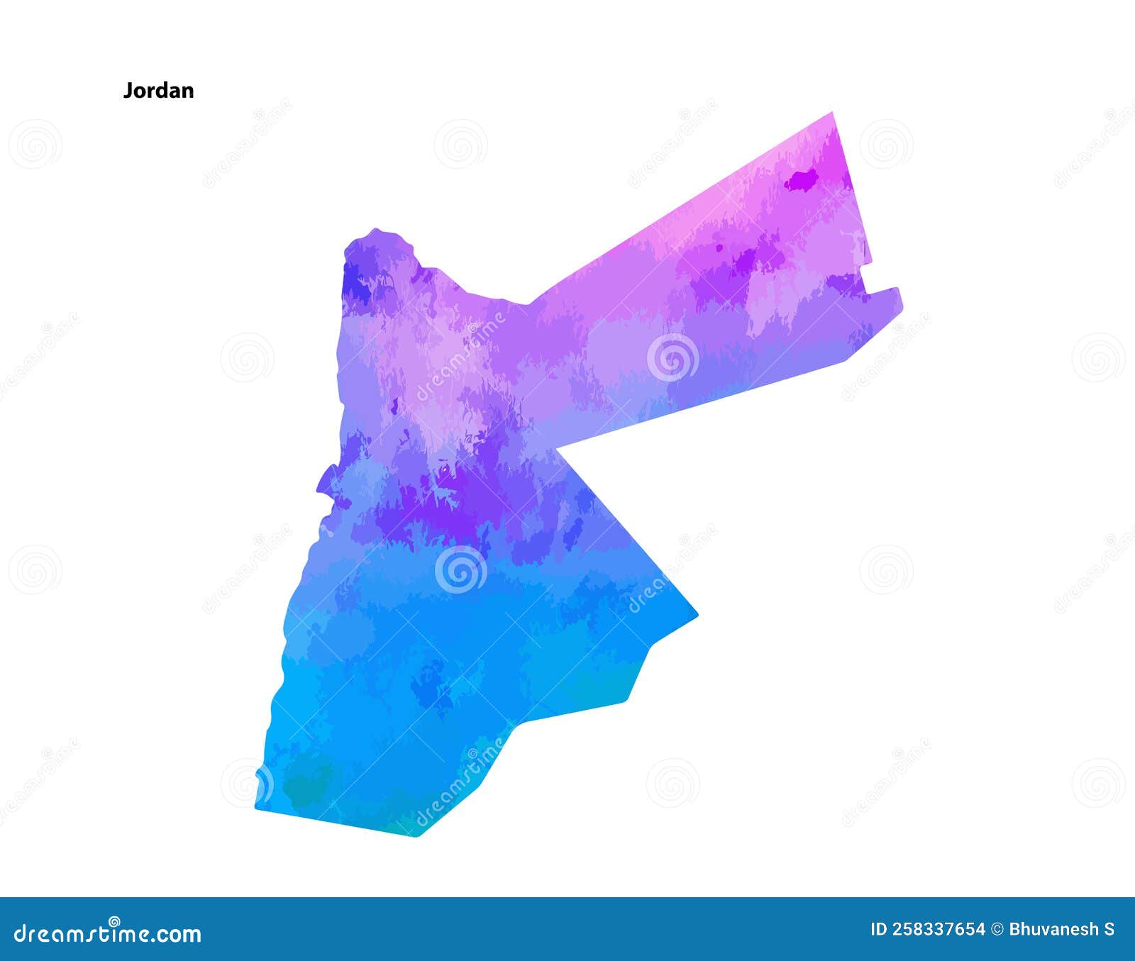 Colourful Watercolour Map Design of Country Jordan Isolated on White ...
