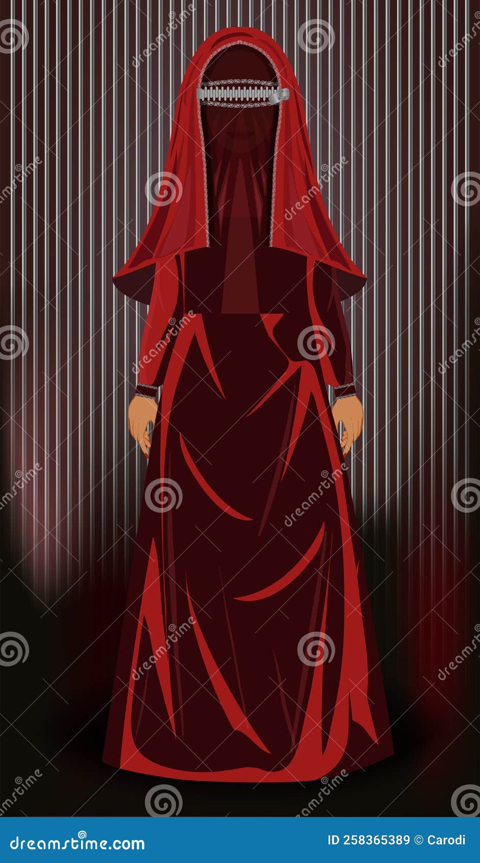 Burka is Like a Prison. Muslim Woman in Burka Zippered, Banner Vector ...