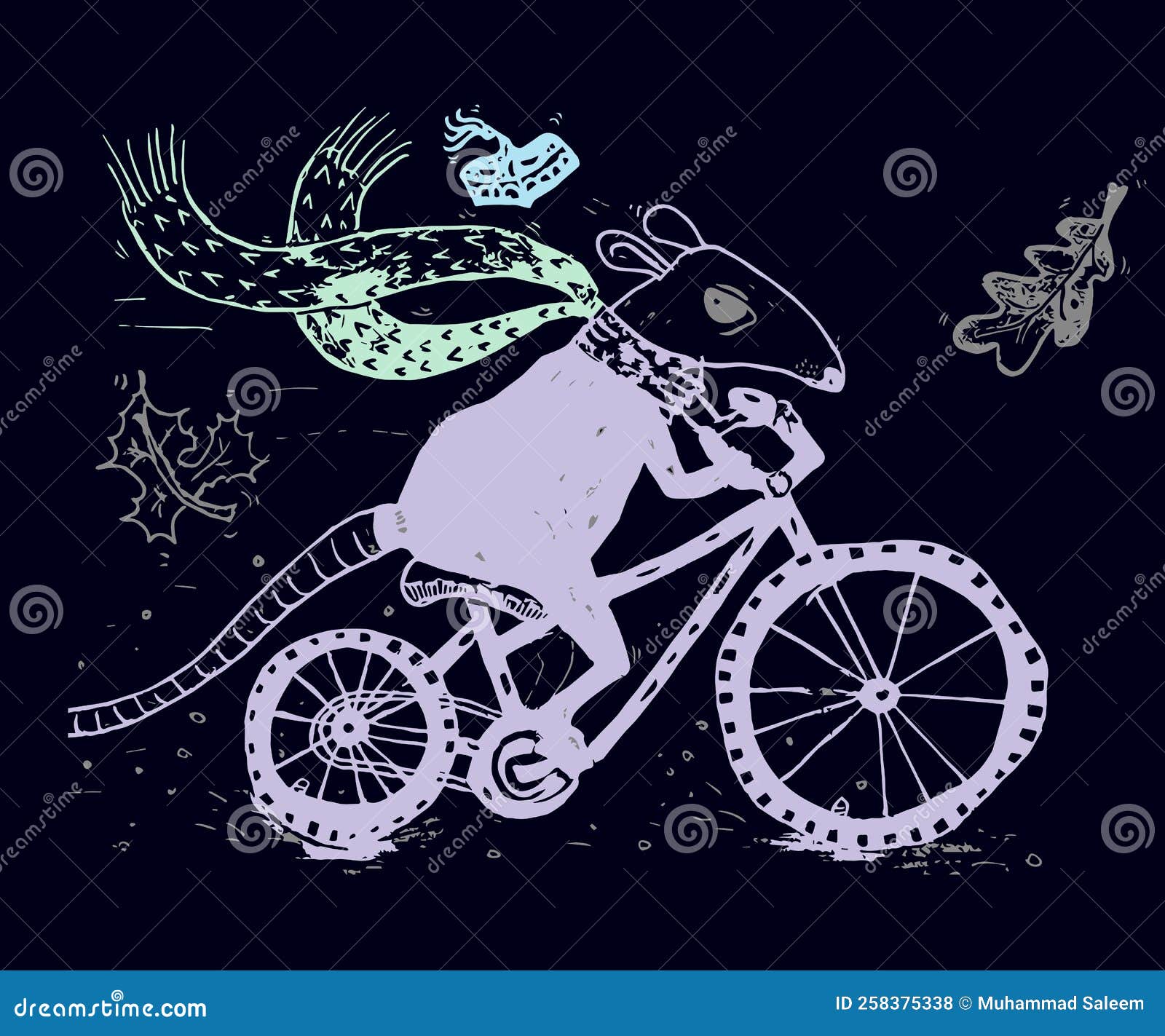 A Rat is Riding Going in the Outdoor Stock Illustration - Illustration ...
