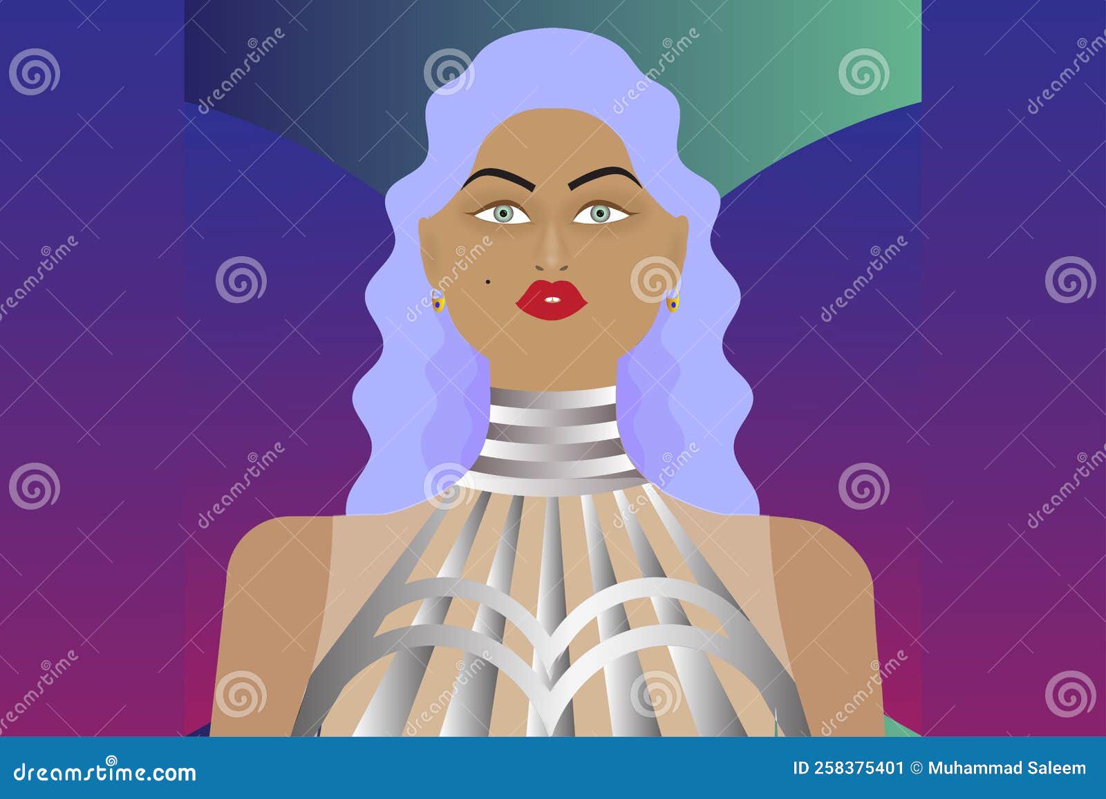 Beautiful Woman and Color Full Background Stock Illustration ...