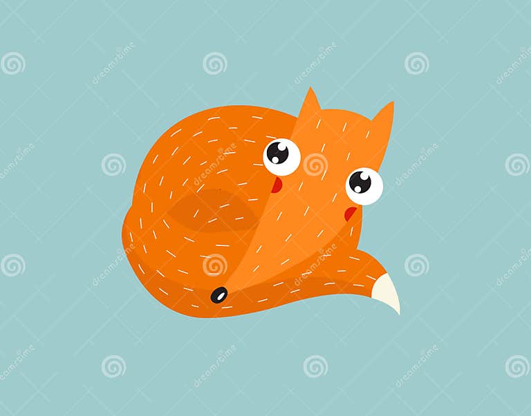 Print. Cute Fox. Forest Animal. Funny Cartoon Foxy. Cartoon Character ...