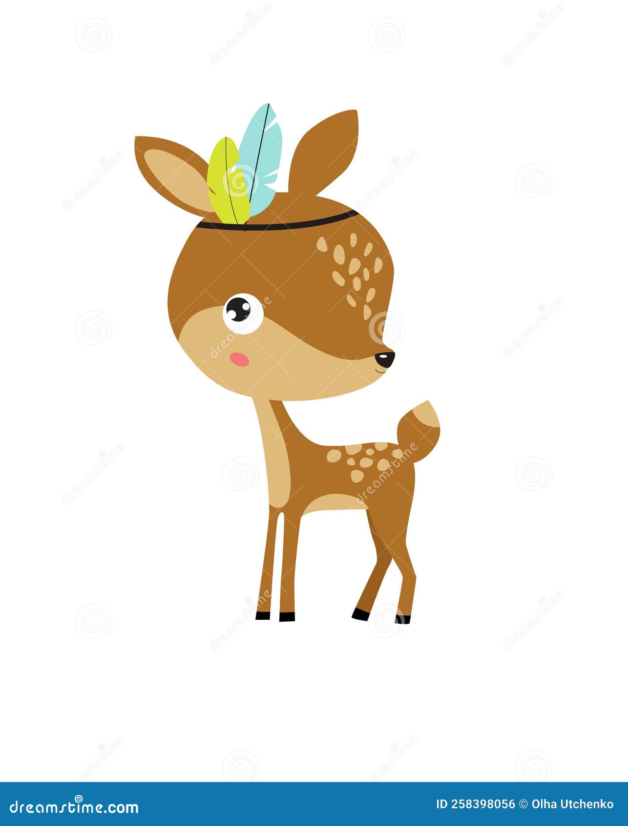 Print. Cute Fawn. Funny Cartoon Little Deer. Forest Animal. Cartoon ...
