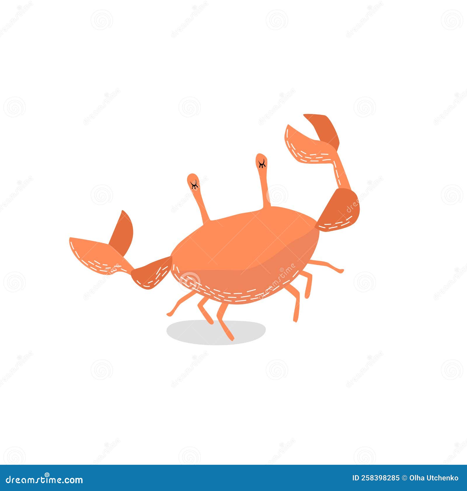 Print. Cute Crab. Sea Animal. Little Cute Crab. Funny Cartoon Character ...