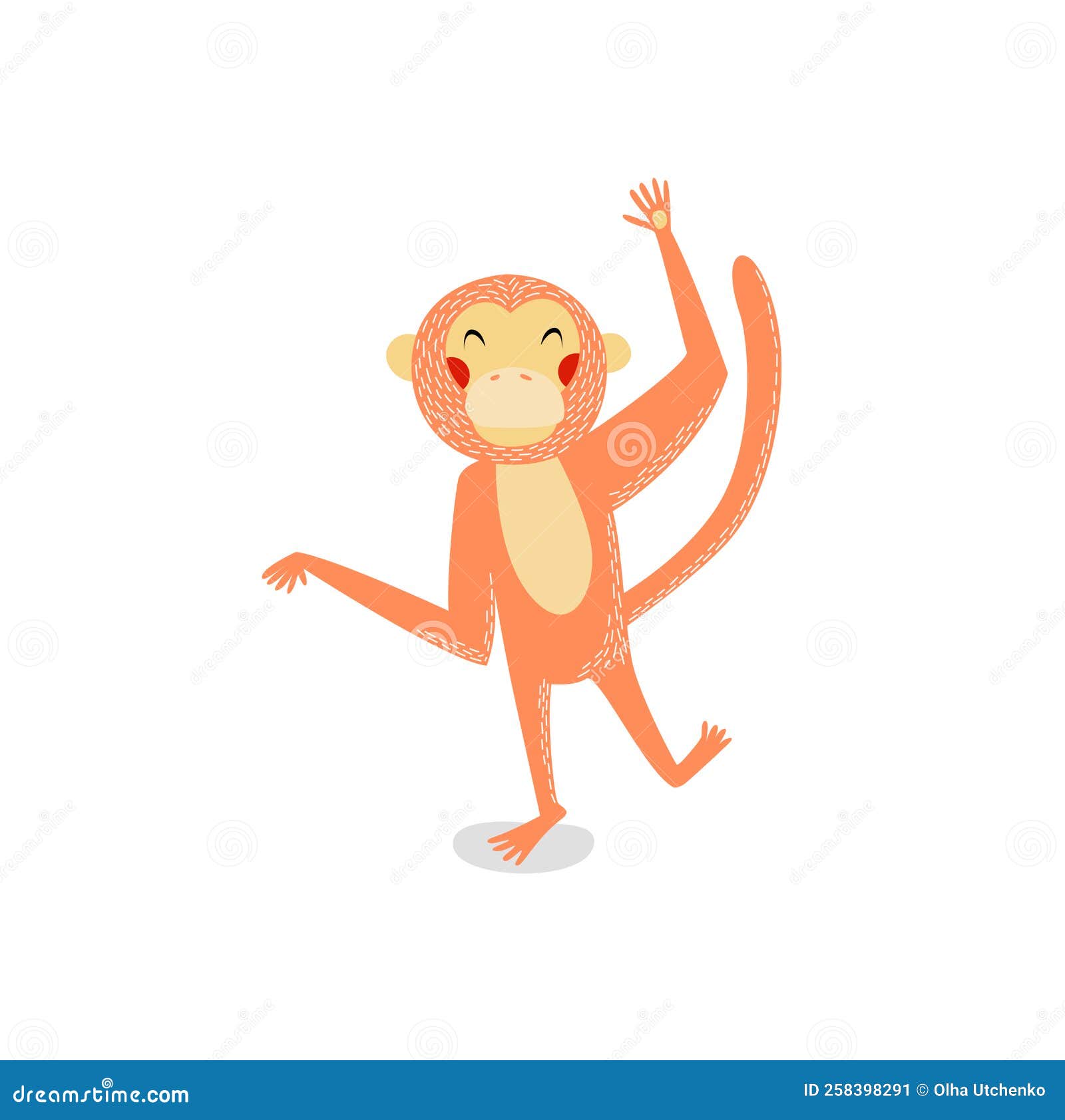 Print. Cute Happy Monkey. African Animal. Brazilian Animal. the Monkey ...