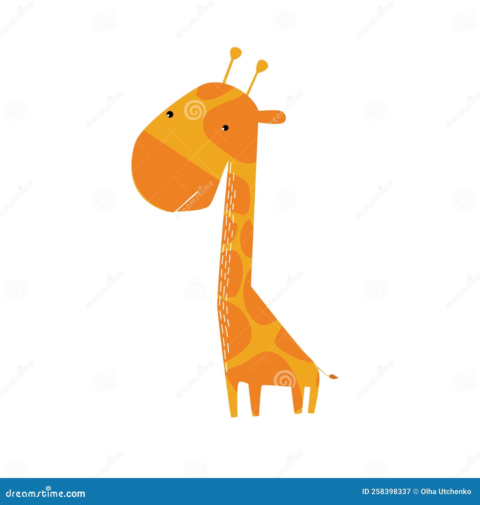 Print. Cute Giraffe. African Animal. Funny Cartoon Giraffe. Cartoon ...