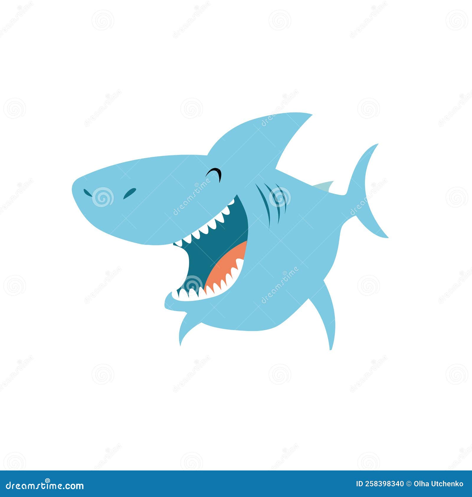 Print. Cute Vector Shark. Sea Animal. Funny Cartoon Shark. Cartoon ...