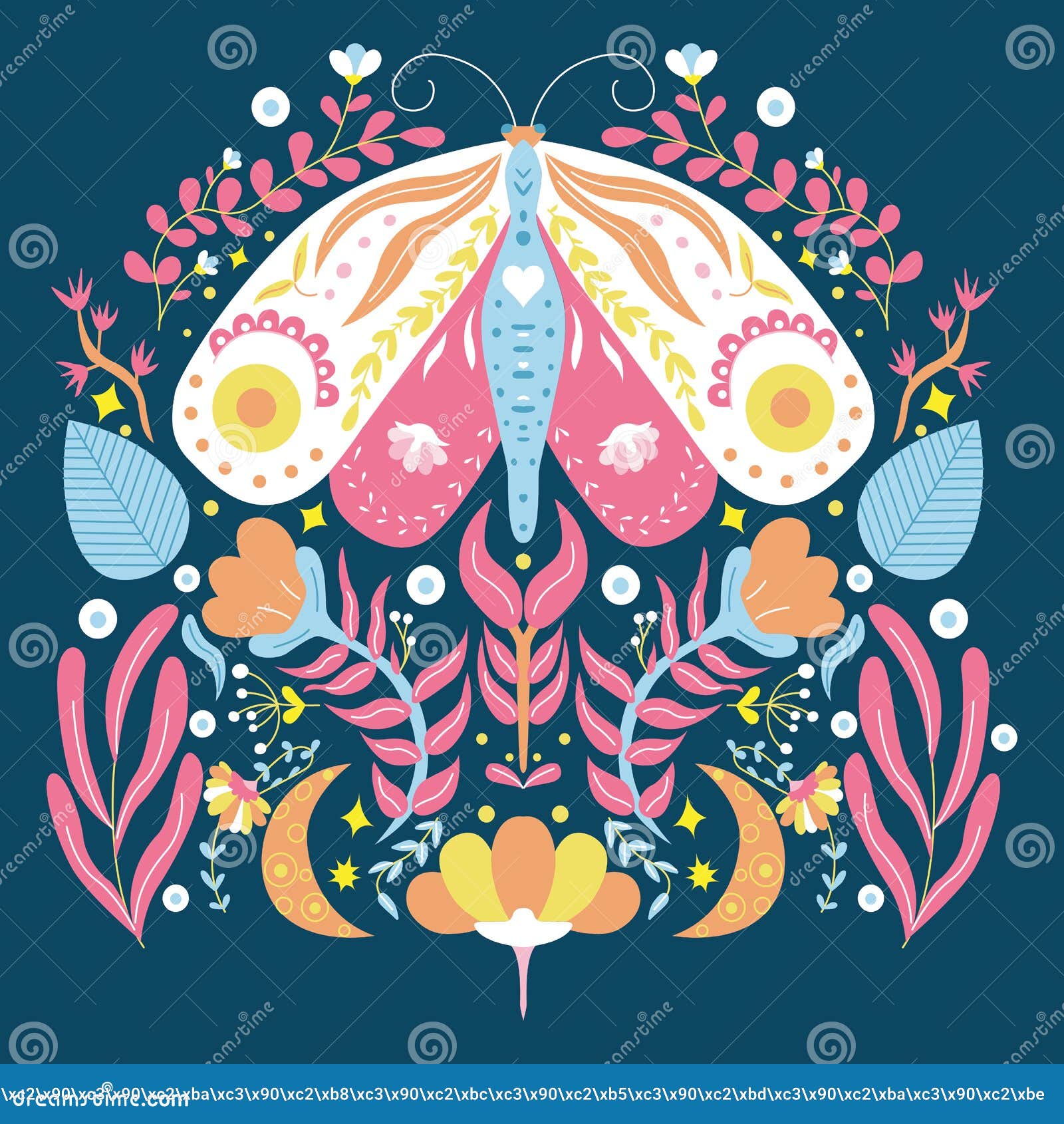 Moth in a Flower Composition. Beautiful Spring Creative Art Work ...