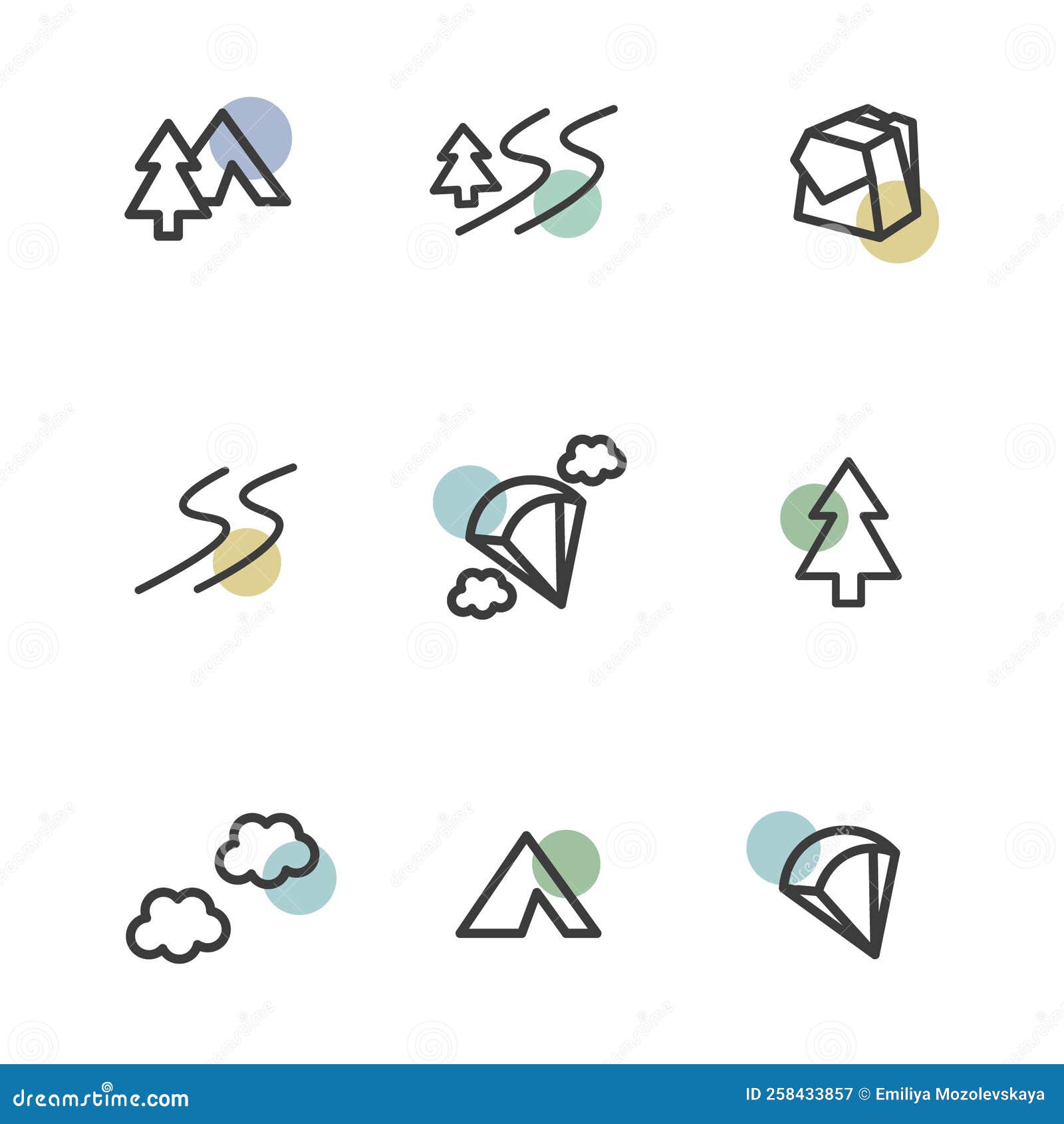 Cute forest travel icons stock illustration. Illustration of cute ...