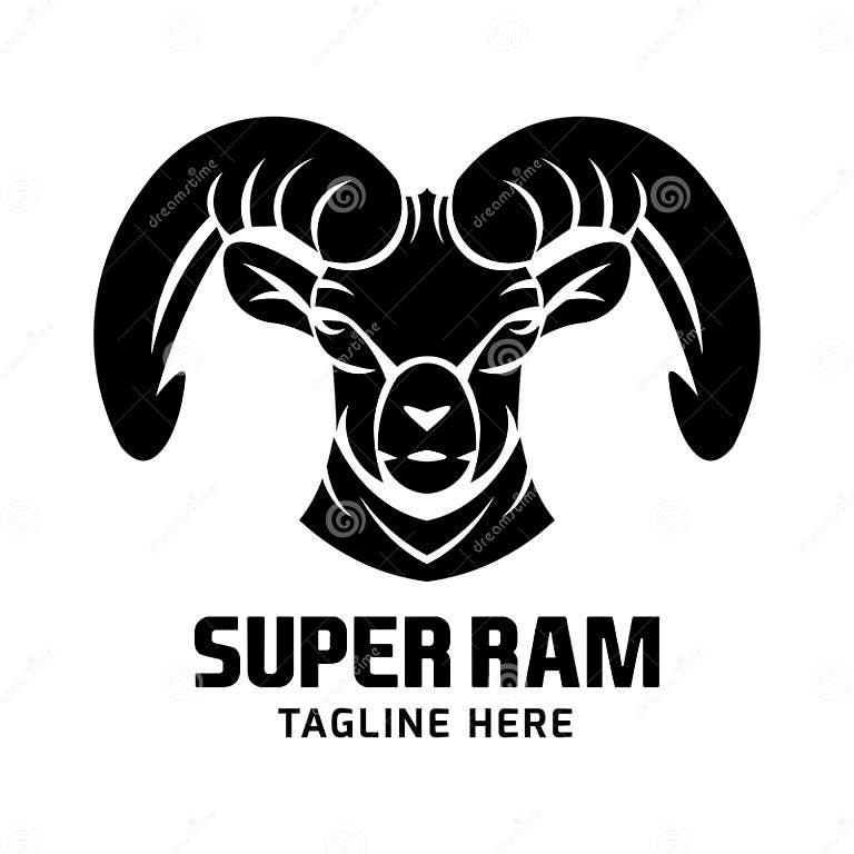 Brave Ram Head Silhouette Vector Illustration Icon Logo Design Stock ...