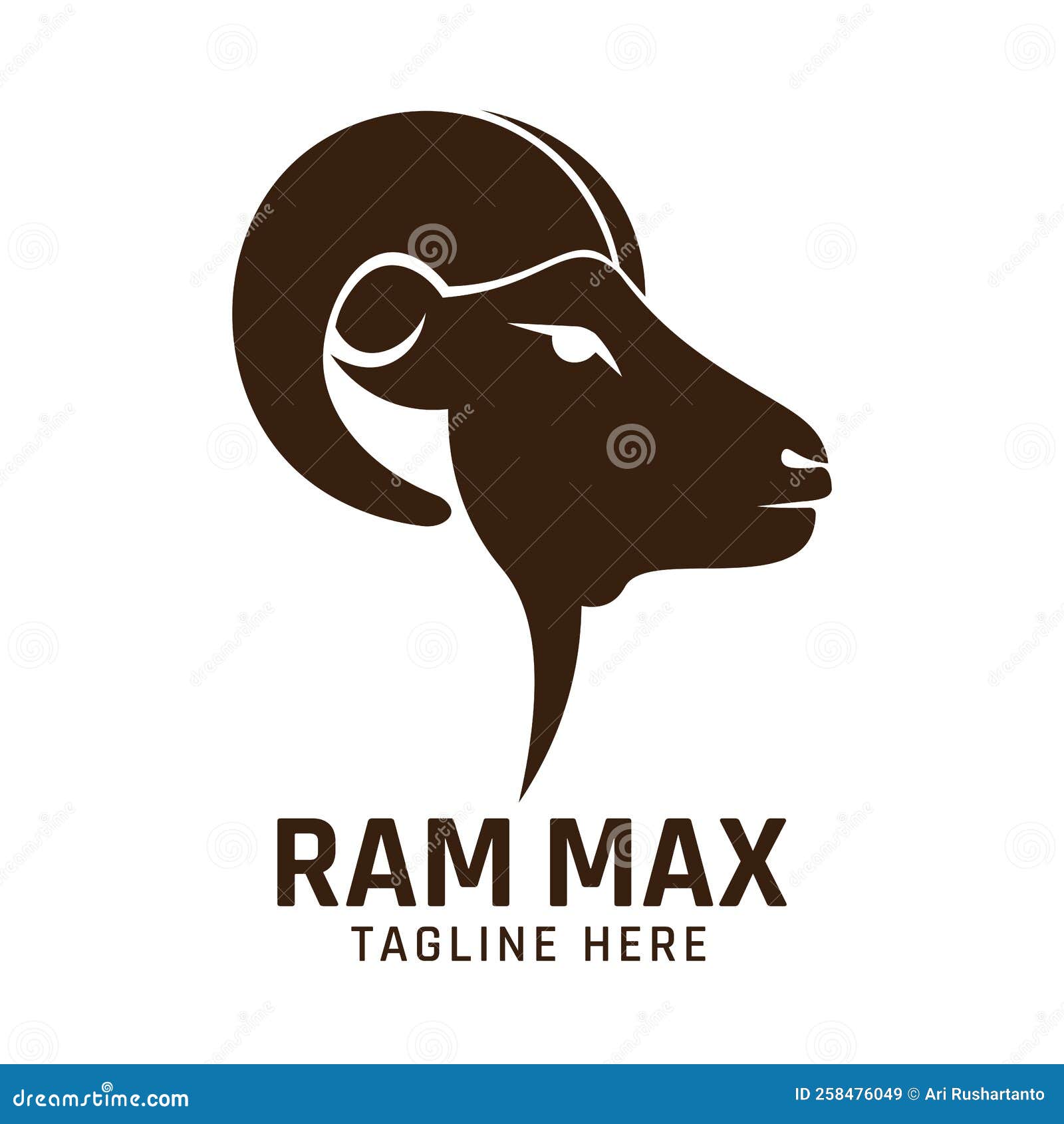 Brave Ram Head Silhouette Vector Illustration Icon Logo Design Stock ...