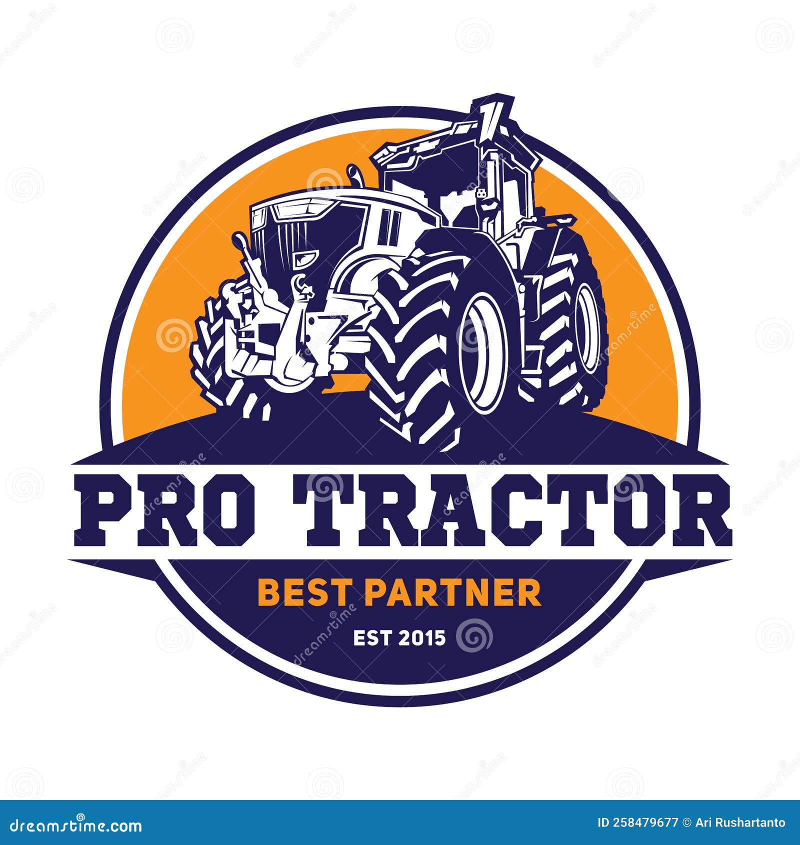 Farm Big Tractor Vector Illustration Logo Design Stock Vector ...
