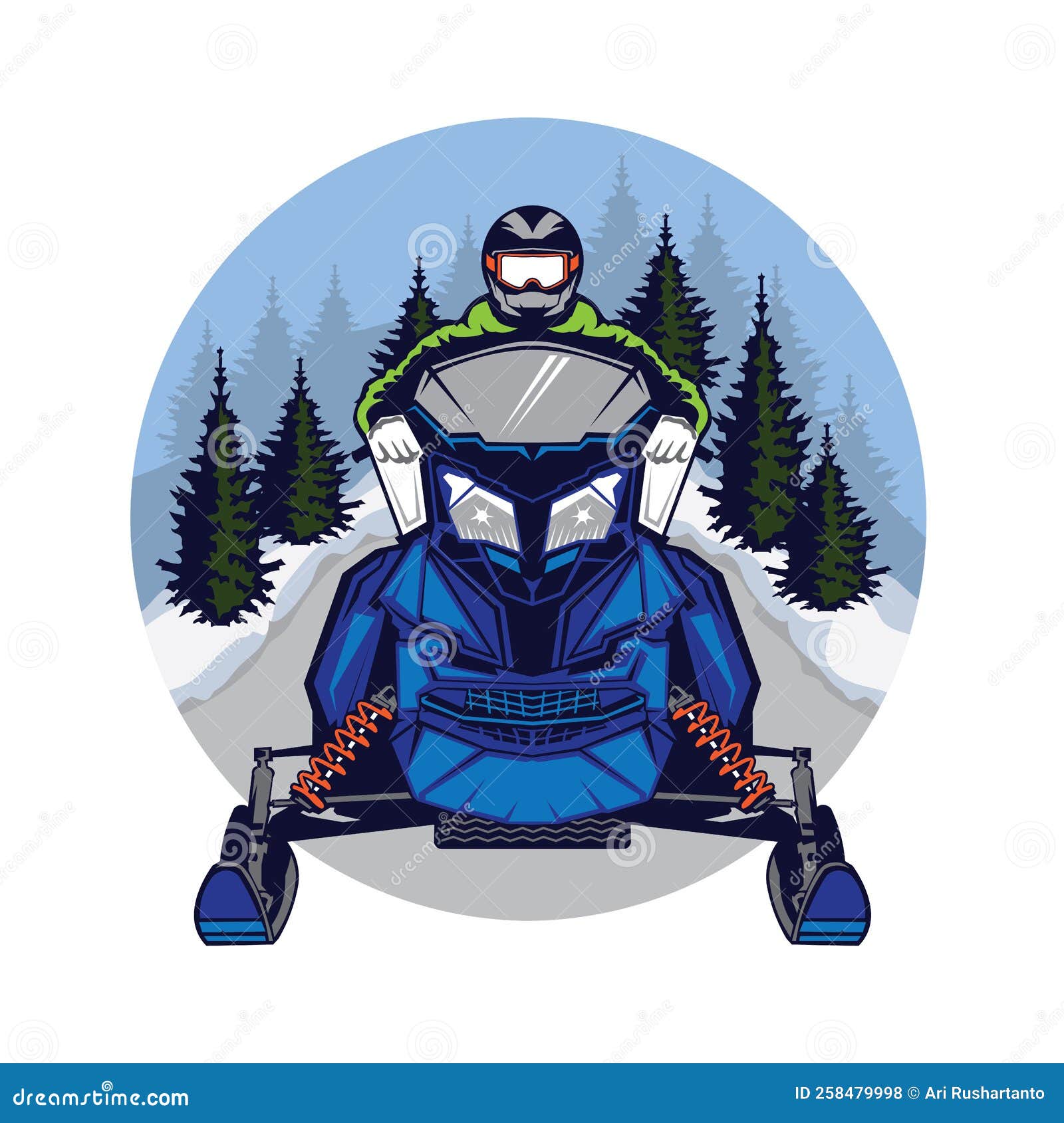 Riding Snowmobil Adventure Vector Illustration Stock Vector ...