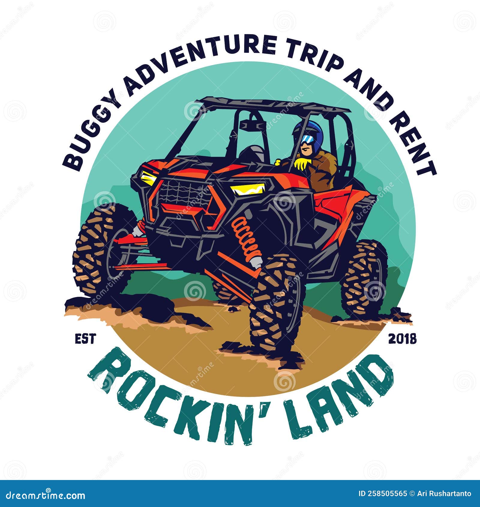 ATV Buggy Extreme Sport Team And Racing Club Logo Cartoon Vector ...