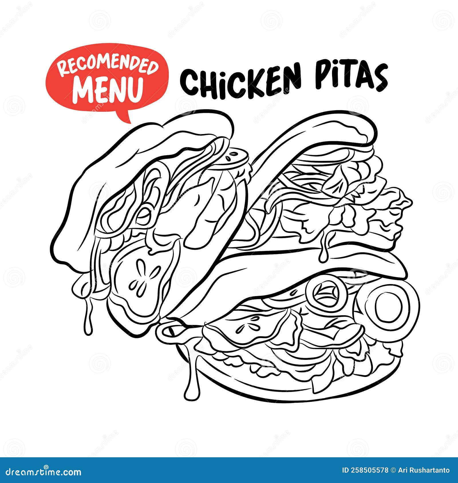 Chicken Pitas Vector Illustration Design Stock Illustration ...