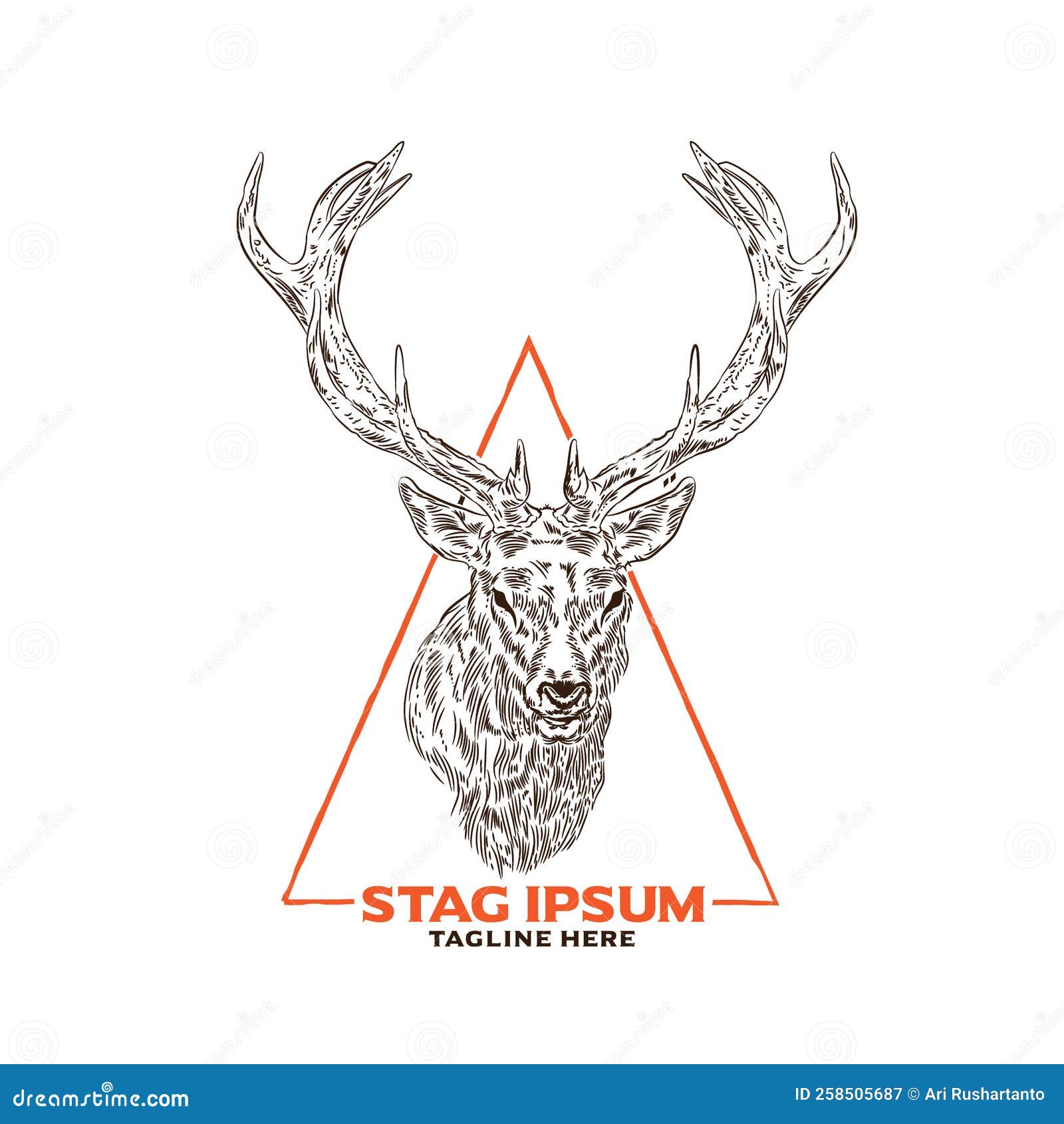 Stag Head Vector Illustration in Hand Drawn Style Design Stock Vector ...