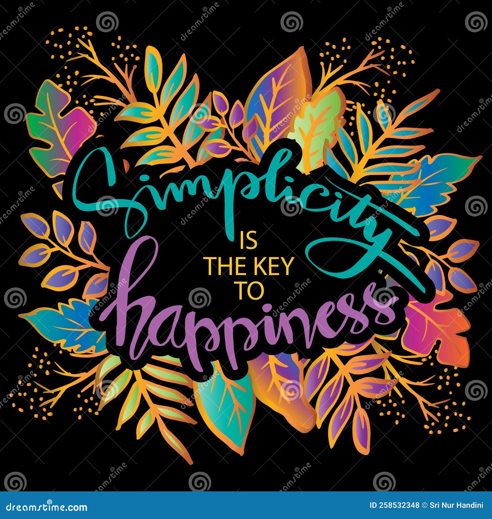 Simplicity is the Key To Happiness. Stock Illustration - Illustration ...