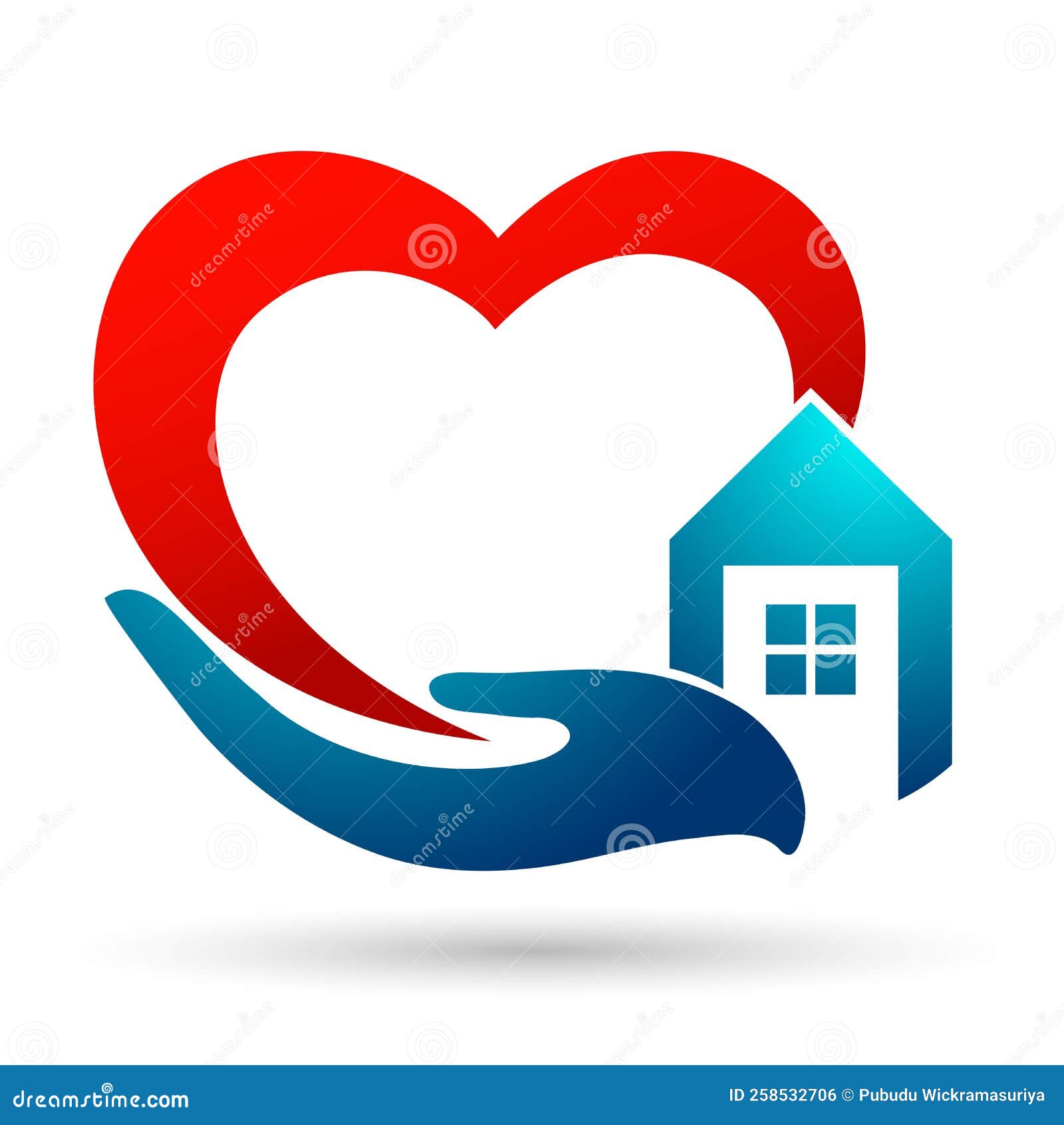 Heart Love Hand Home House with Care Icon Logo Illustrations Stock ...