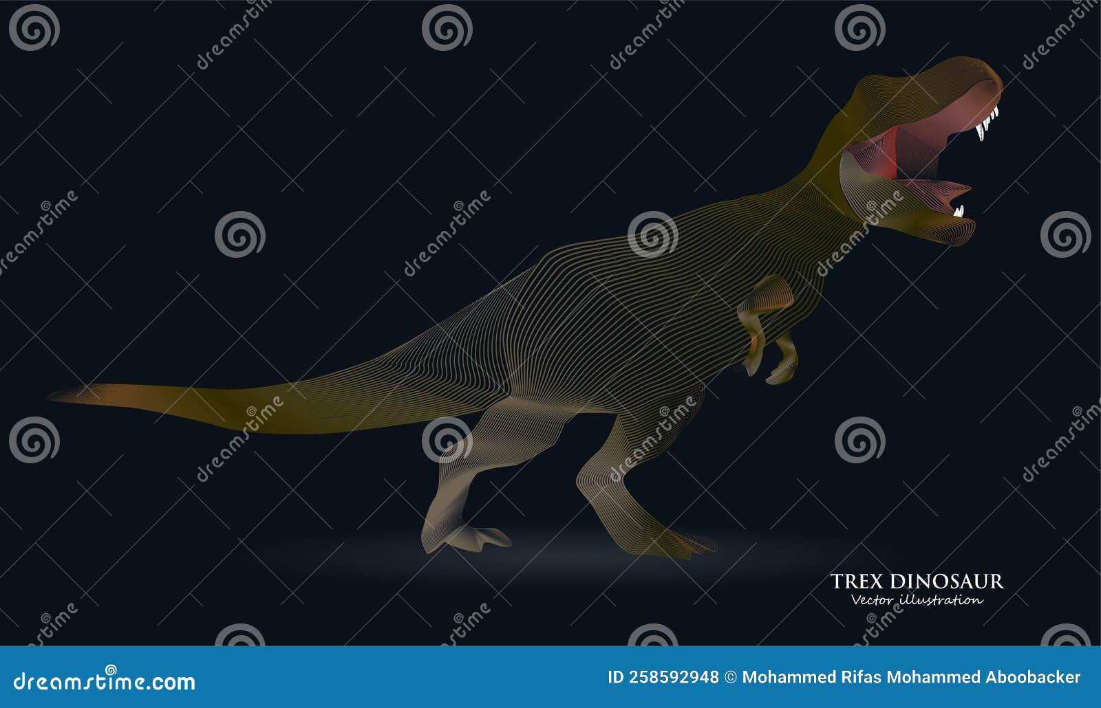 T Rex Dinosaur Line Art Vector Illustration Stock Vector - Illustration ...
