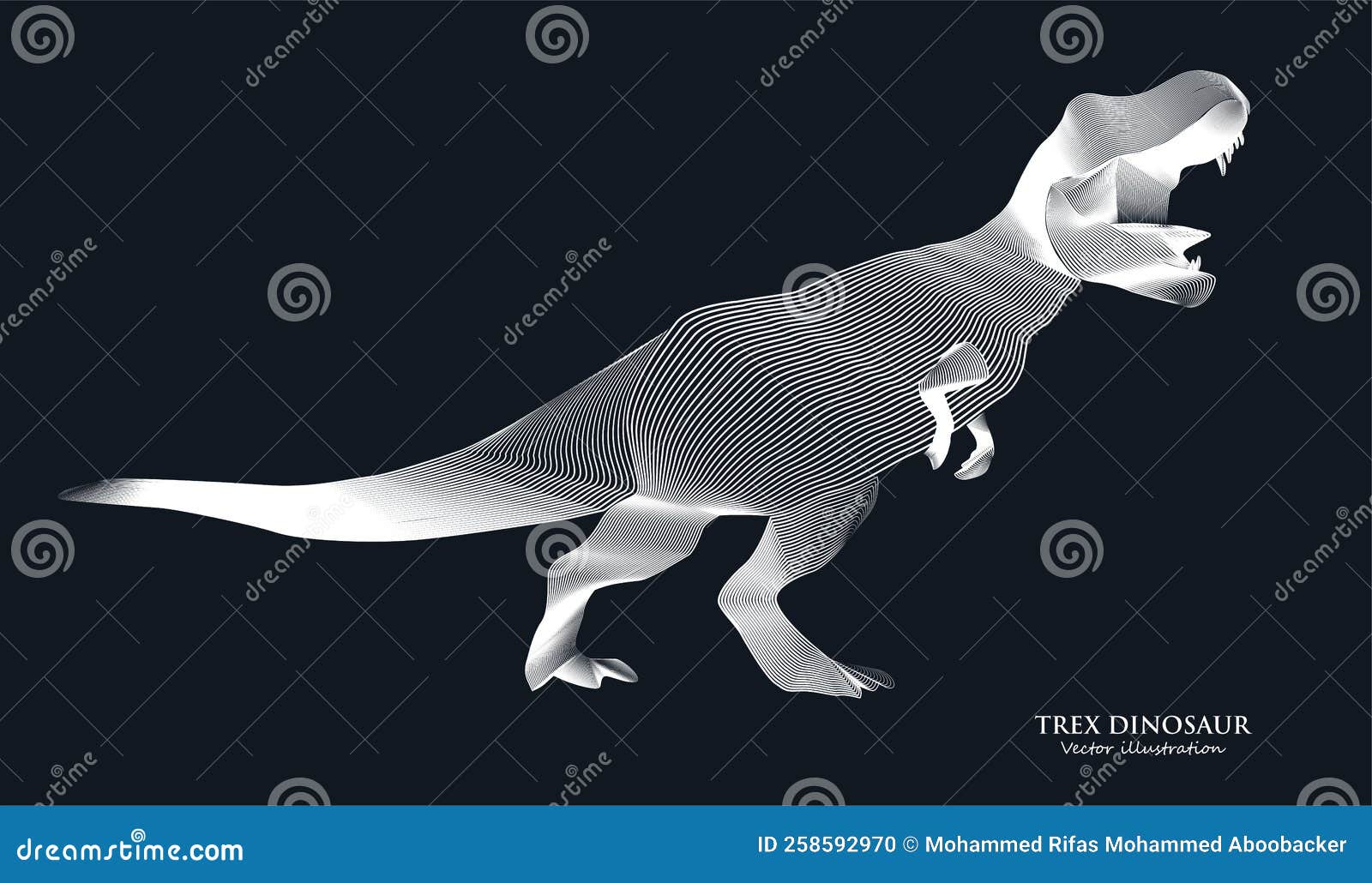 T Rex Dinosaur Line Art Vector Illustration Stock Vector - Illustration ...