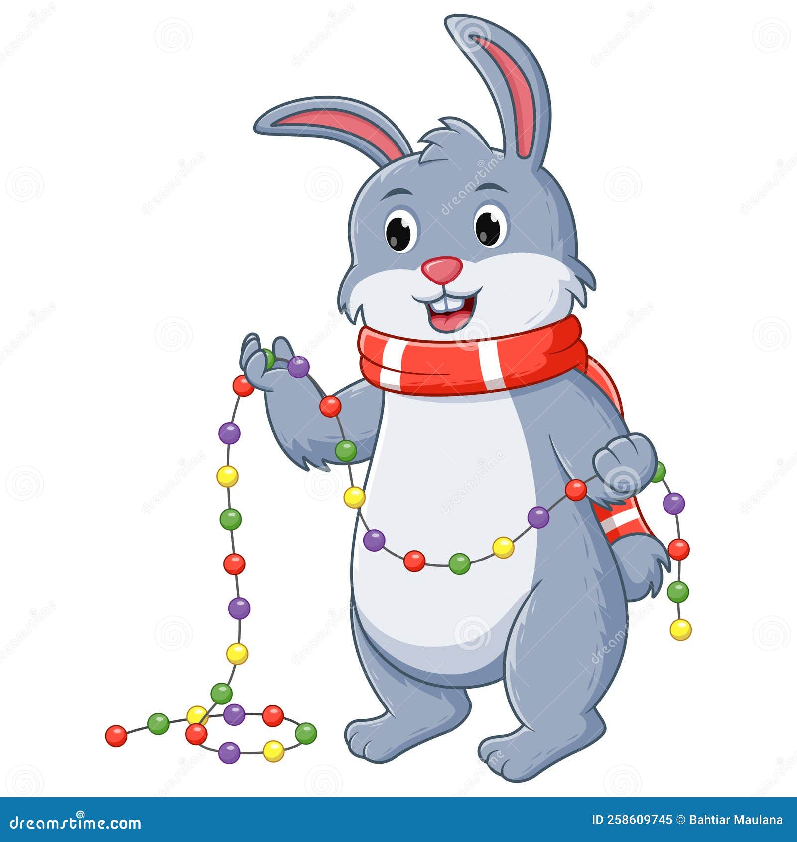 Cute Bunny Holding Colorful Lights. Vector Cartoon Illustration Stock ...