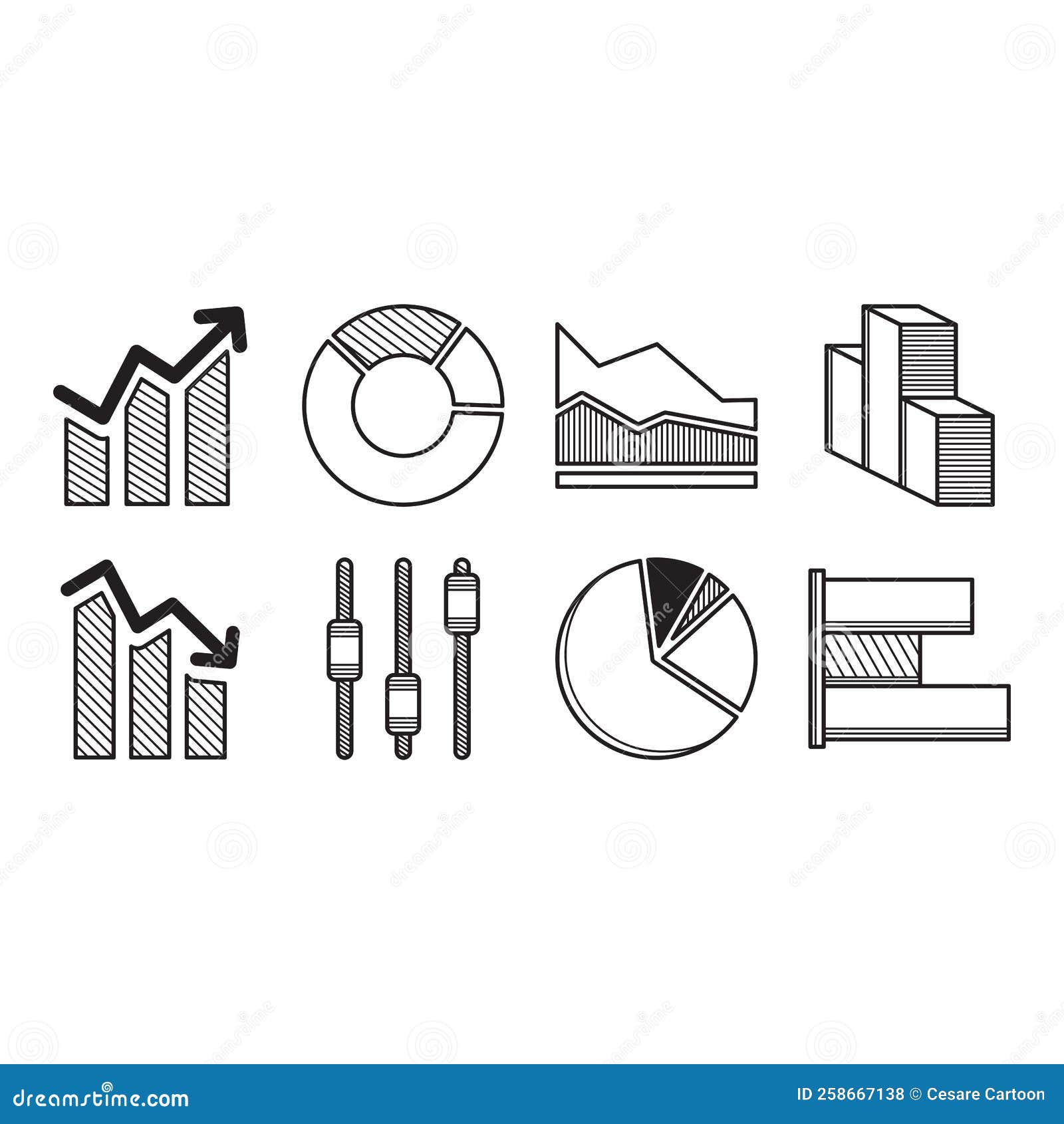 Grow Up Graphic Chart Icon Set Stock Vector - Illustration of chart ...