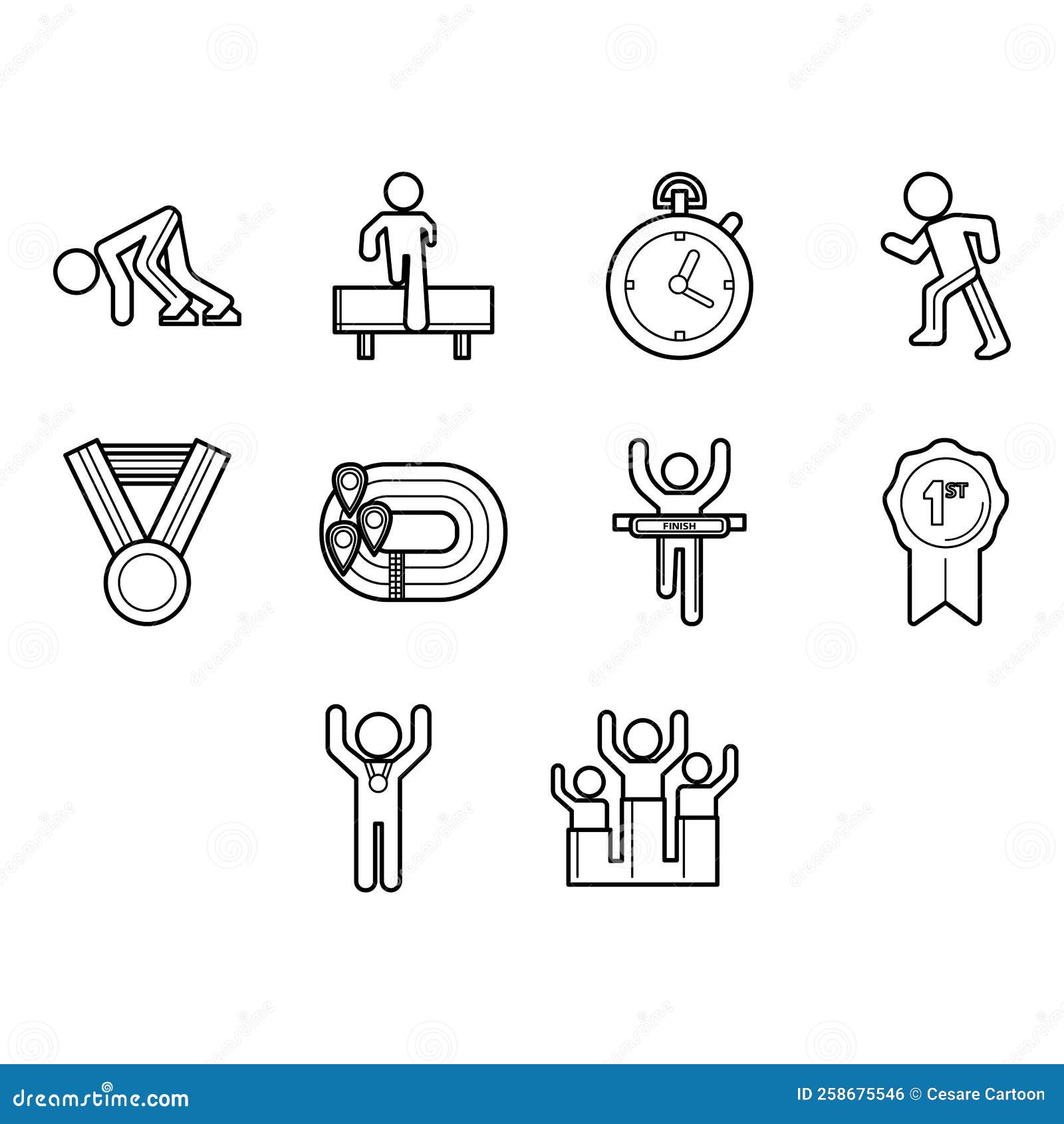 Running icon set stock vector. Illustration of champion - 258675546