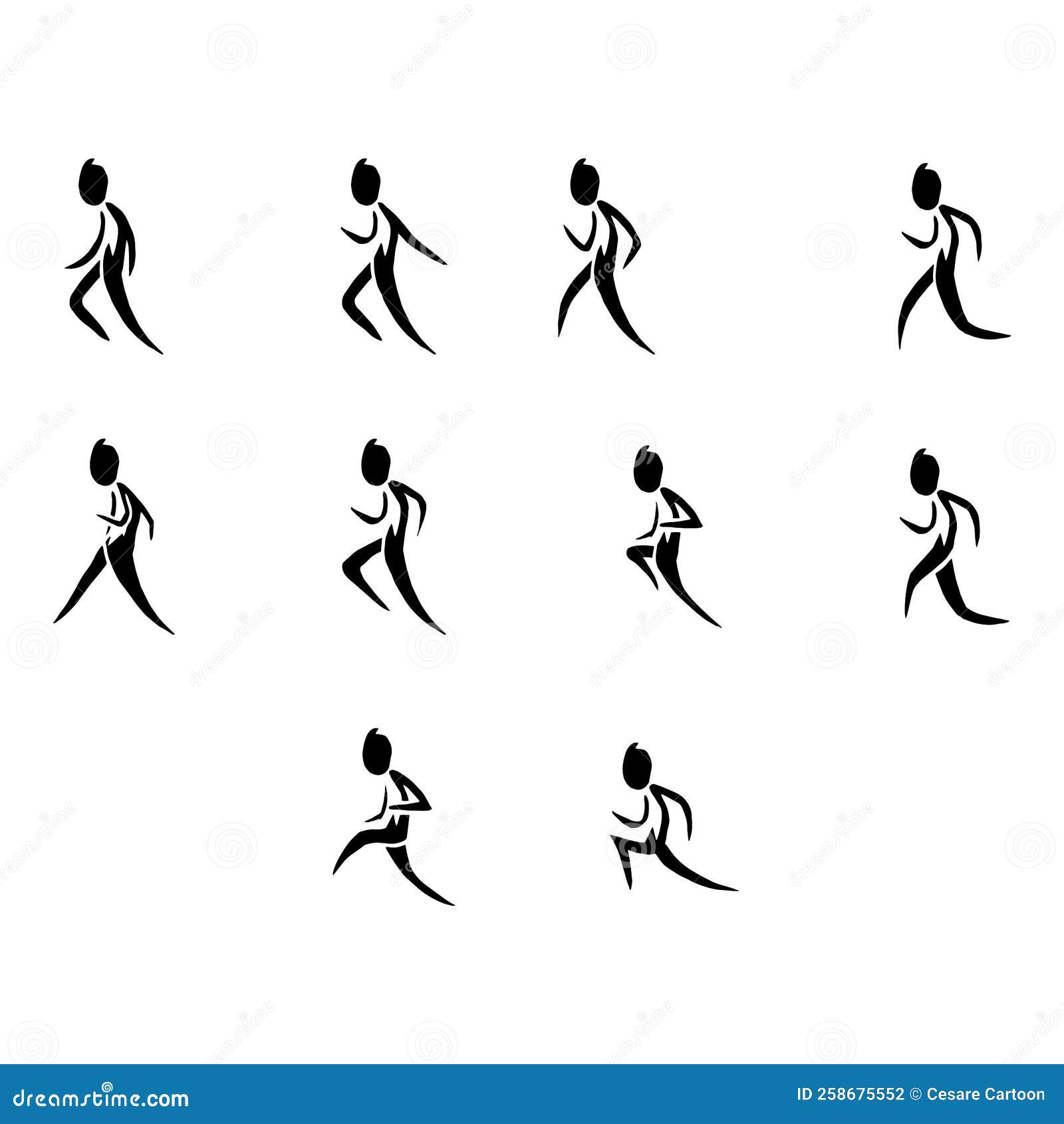 Running icon set stock illustration. Illustration of design - 258675552