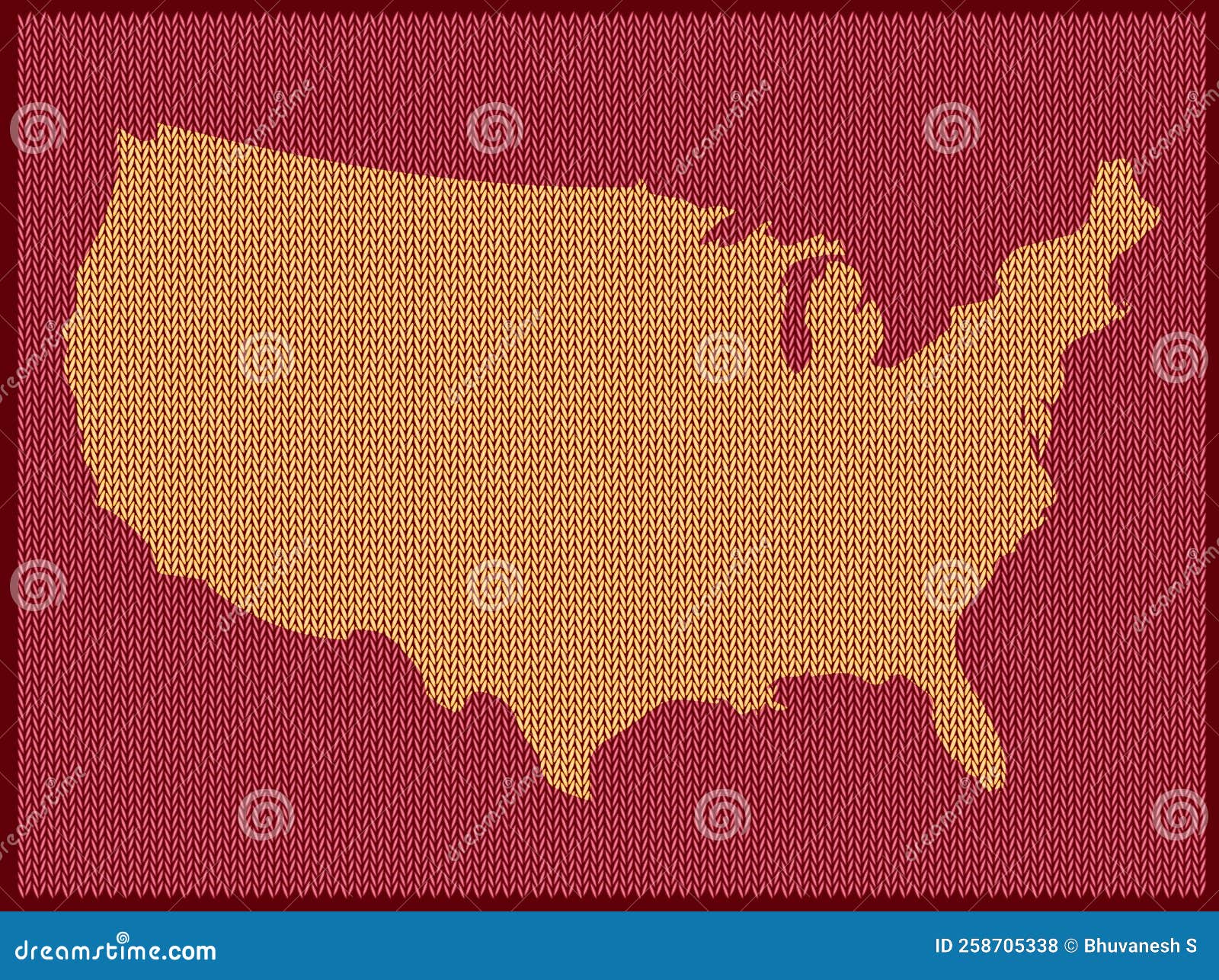 Knitting Pattern Map of Country United States of America USA Isolated ...